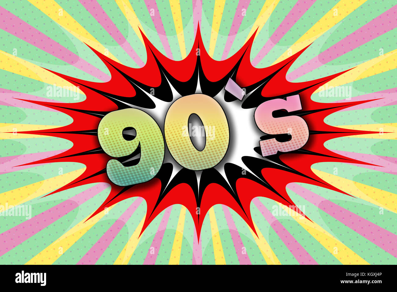 Inscription "90`s" in cartoon style Stock Photo - Alamy