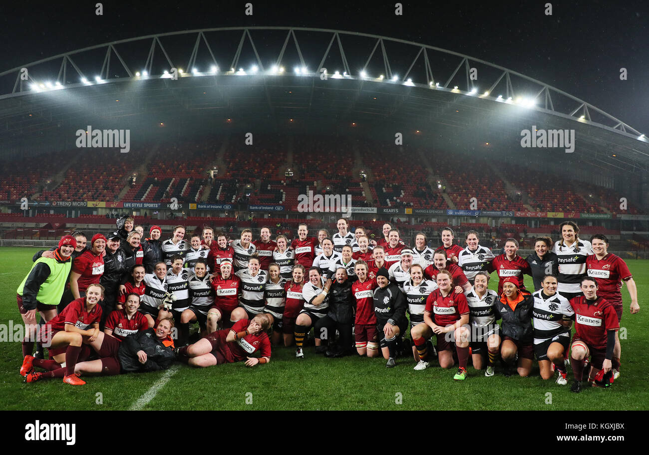 Both teams pose for a photograph following the friendly match at ...