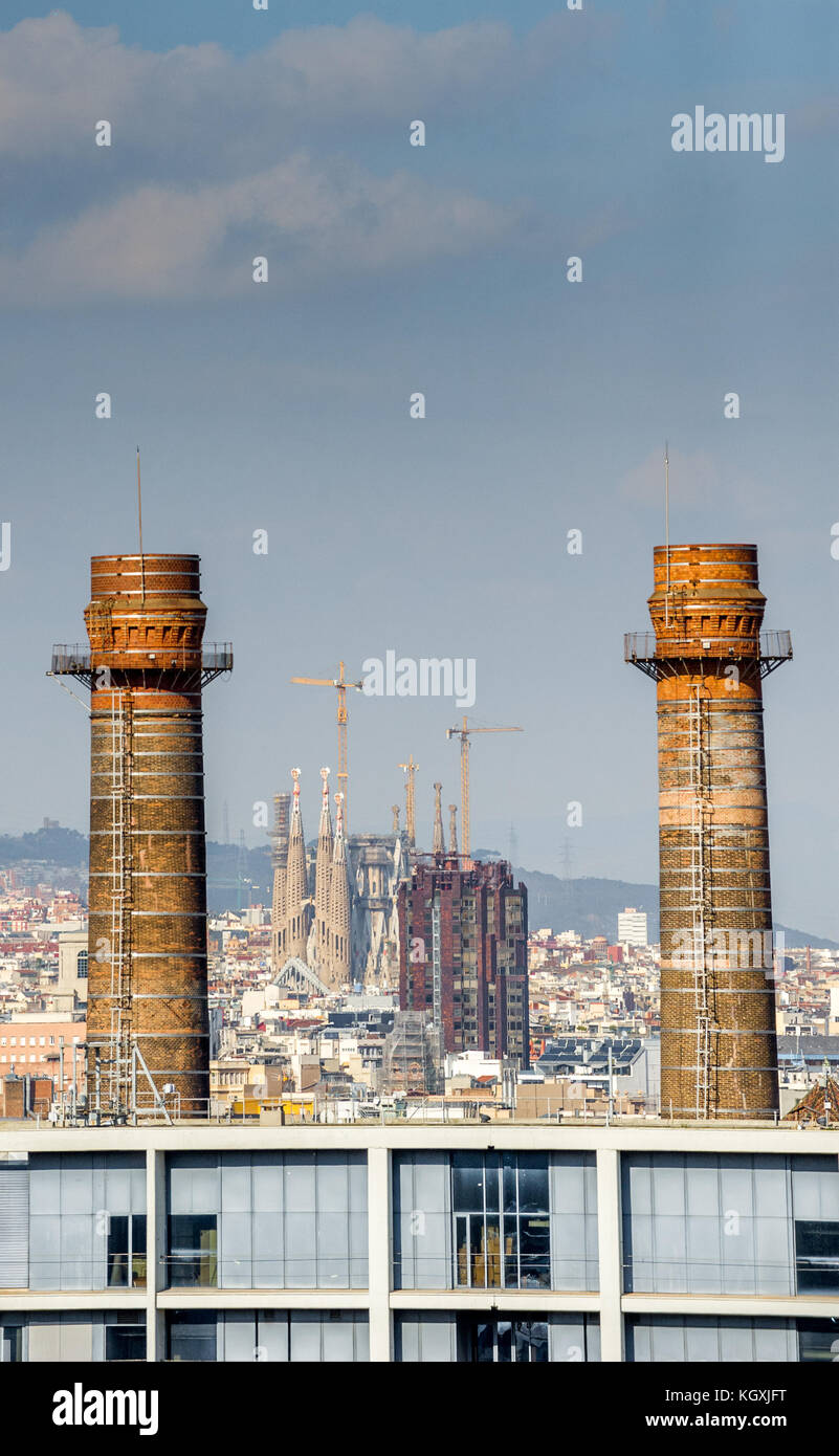 The Three Chimneys, Barcelona, Spain, with Sagrada Família in the ...