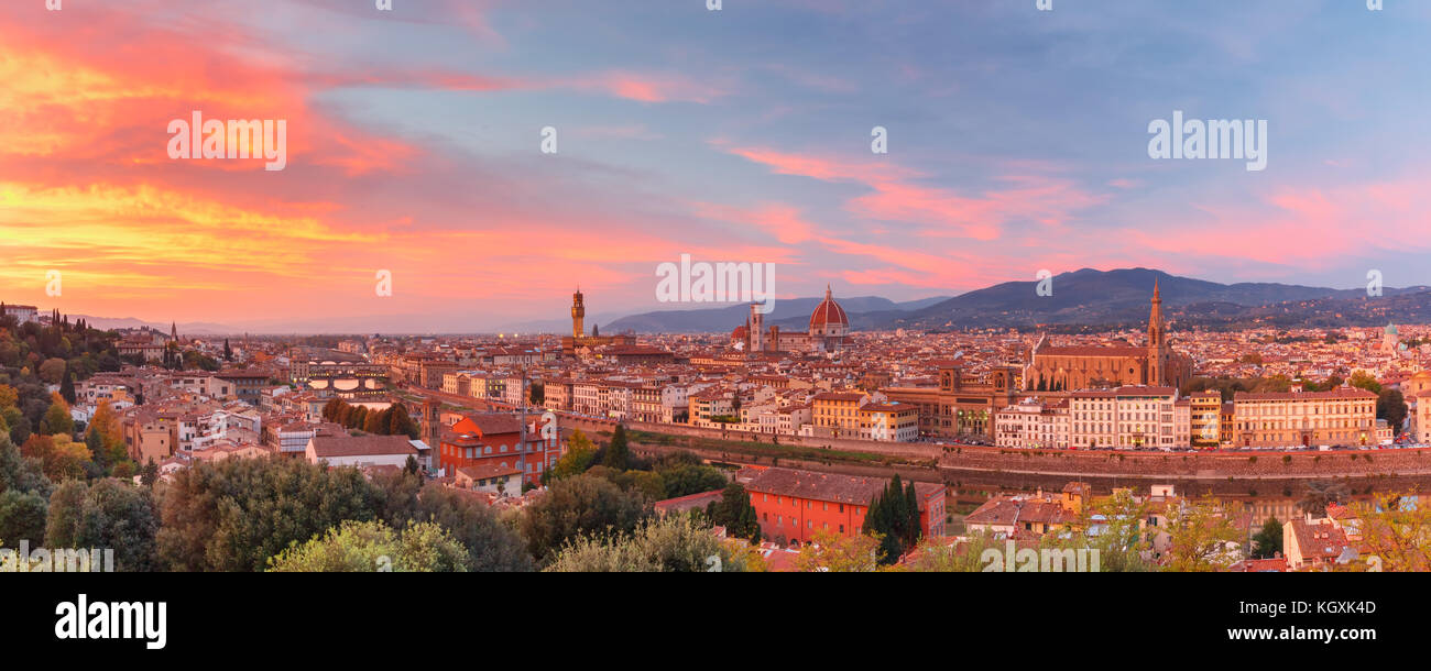 Famous view of Florence at gorgeous sunset, Italy Stock Photo - Alamy