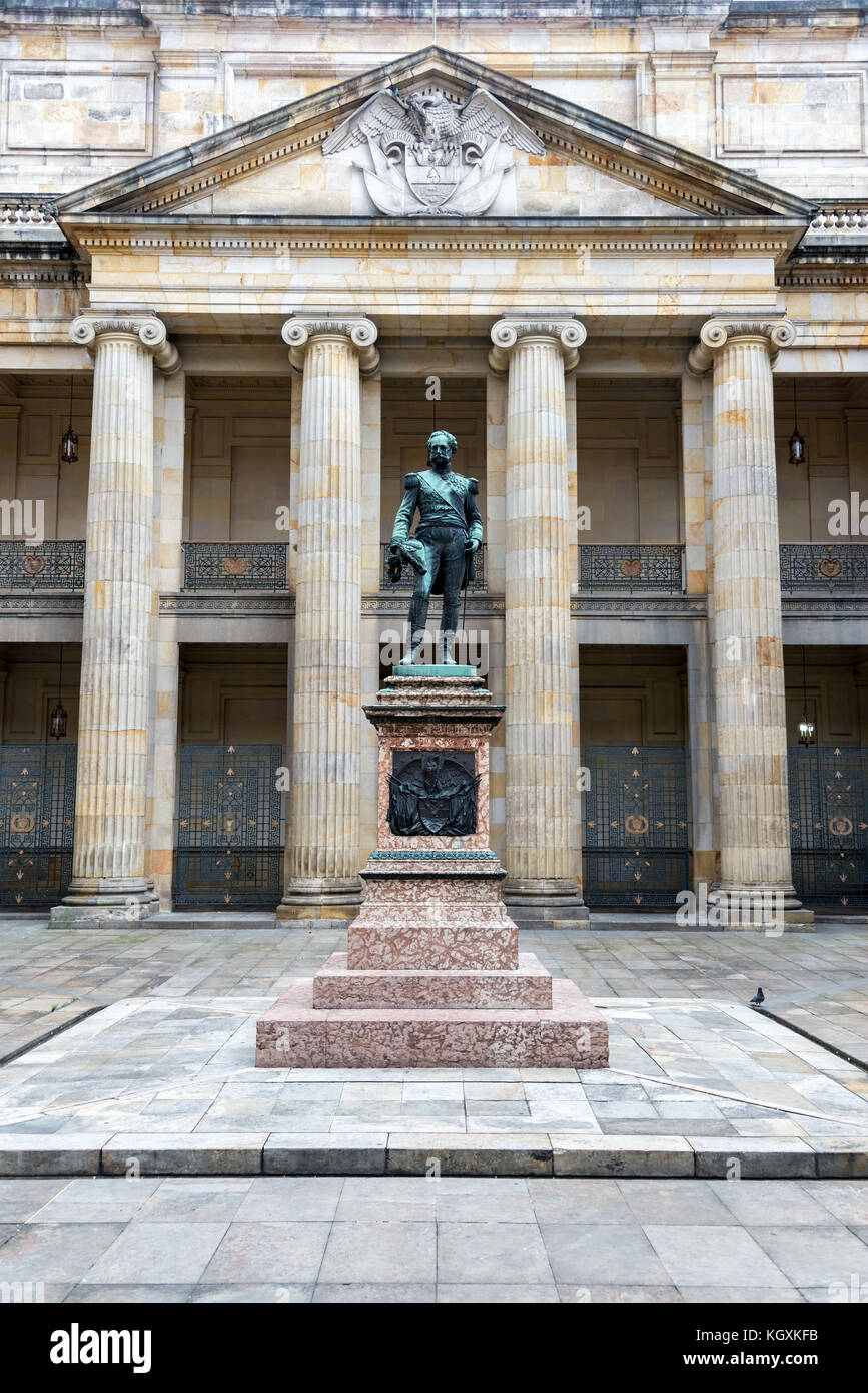 Statue and columns in a courtyard in the Congress of the Republic of ...