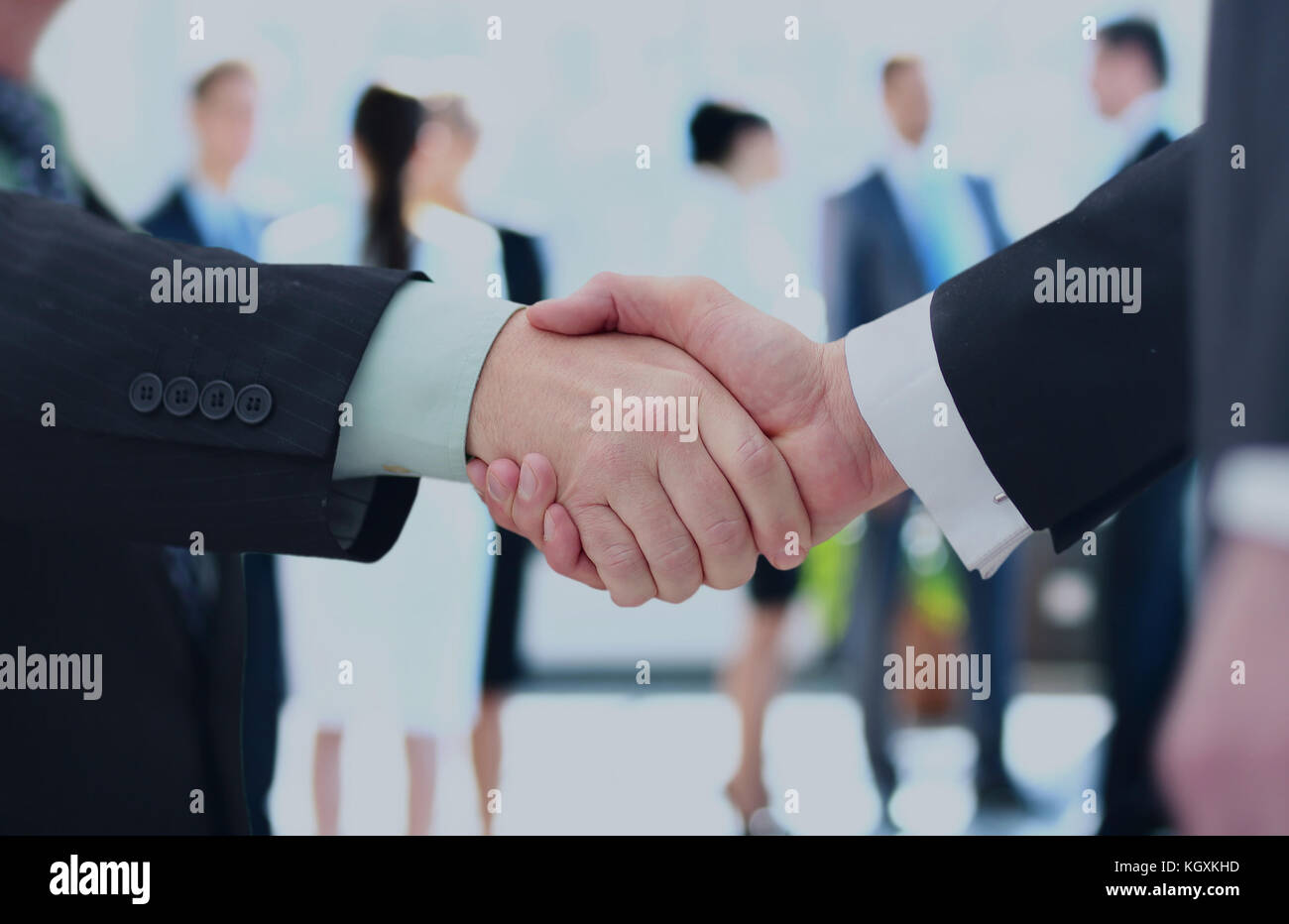 Closeup of handshake as a sign of successful cooperation and interest ...