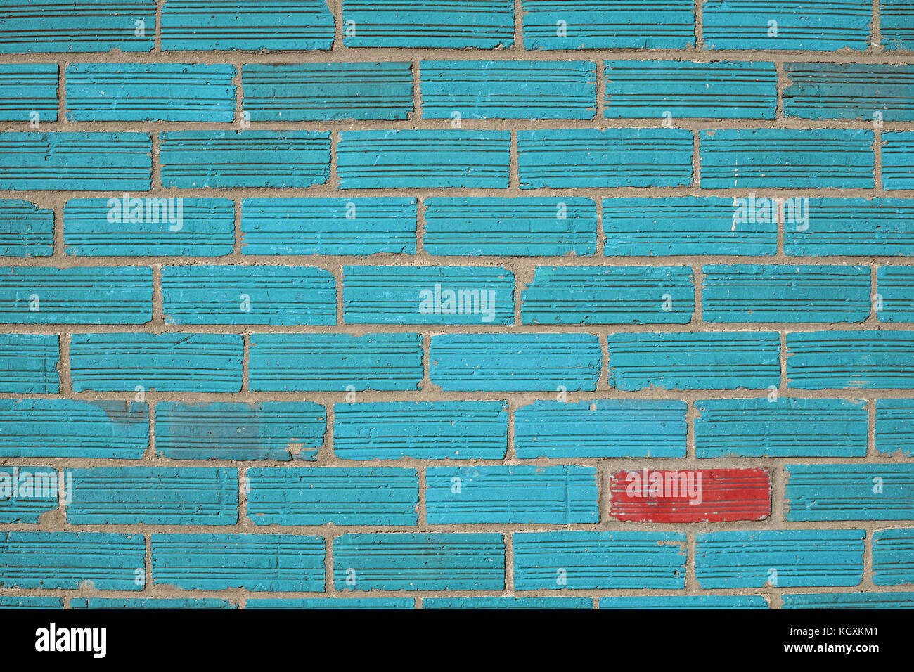 Diversity, Light Blue Wall with one Red Brick Stock Photo - Alamy