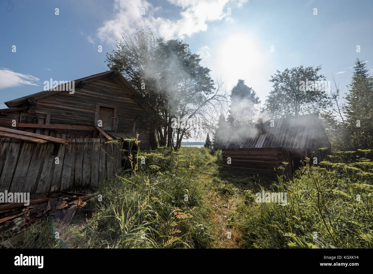 Russian rustic bath with old traditional village house Stock Photo - Alamy