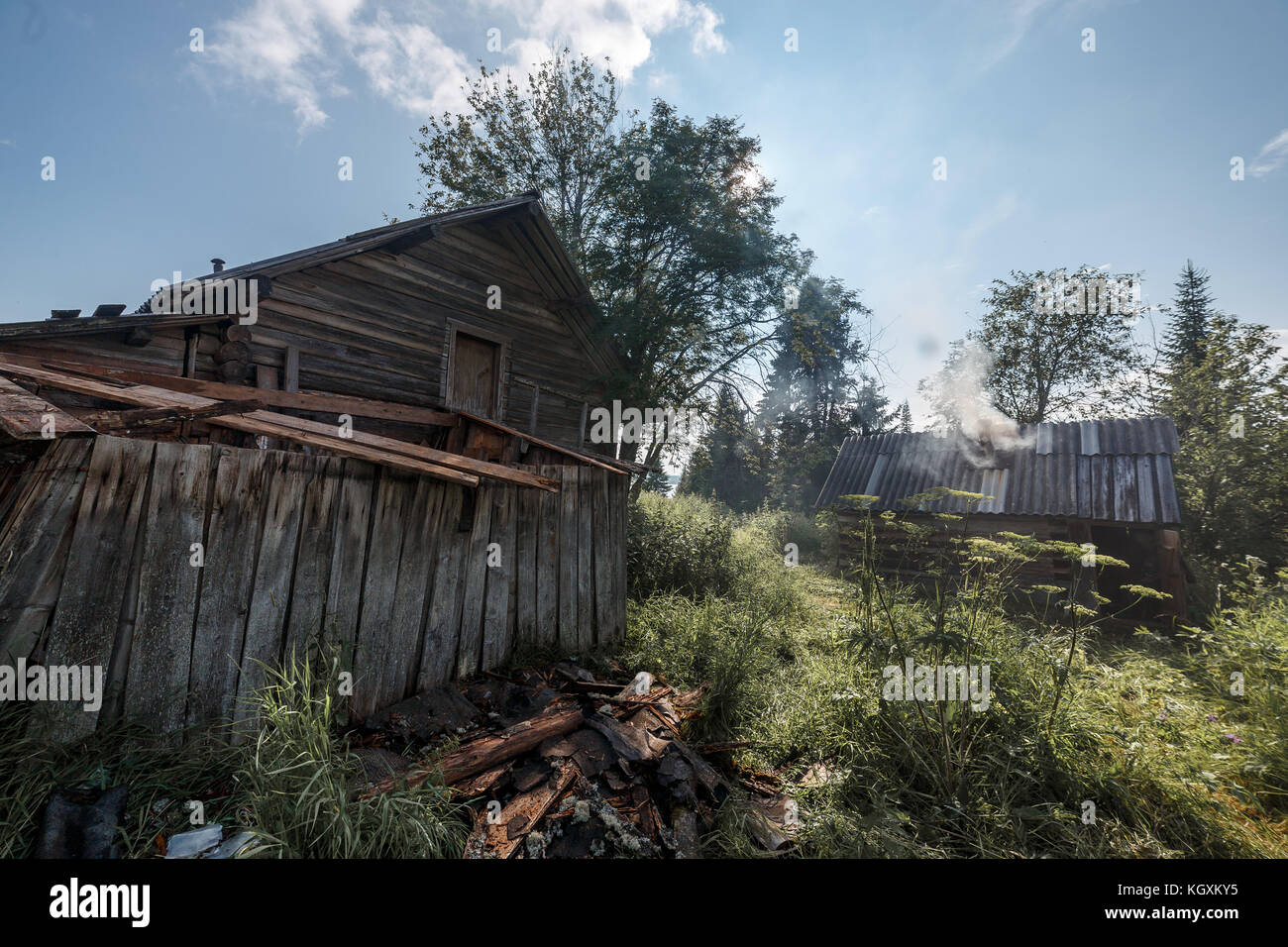 Russian rustic bath with old traditional village house Stock Photo - Alamy