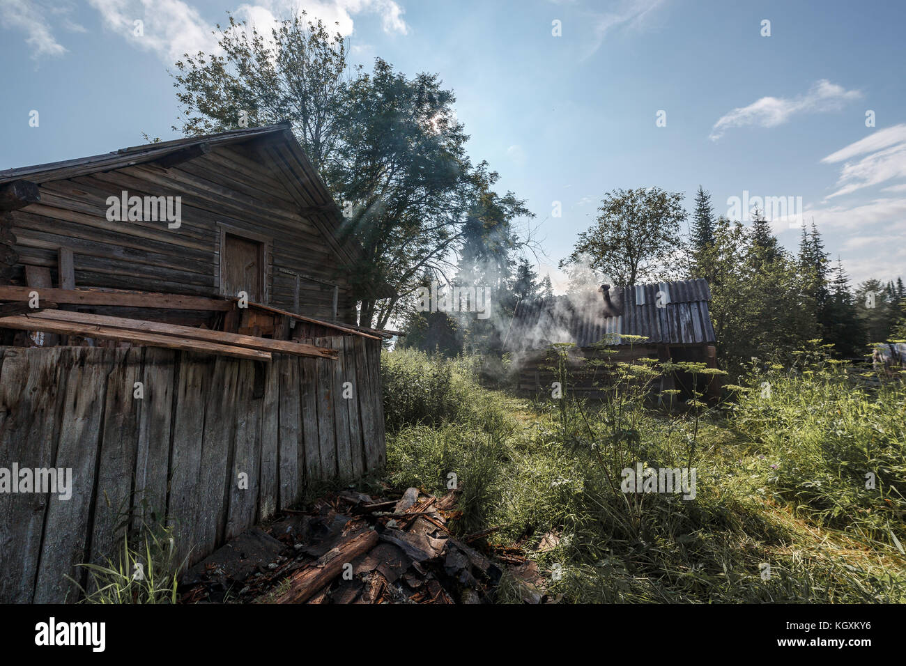 Russian rustic bath with old traditional village house Stock Photo - Alamy