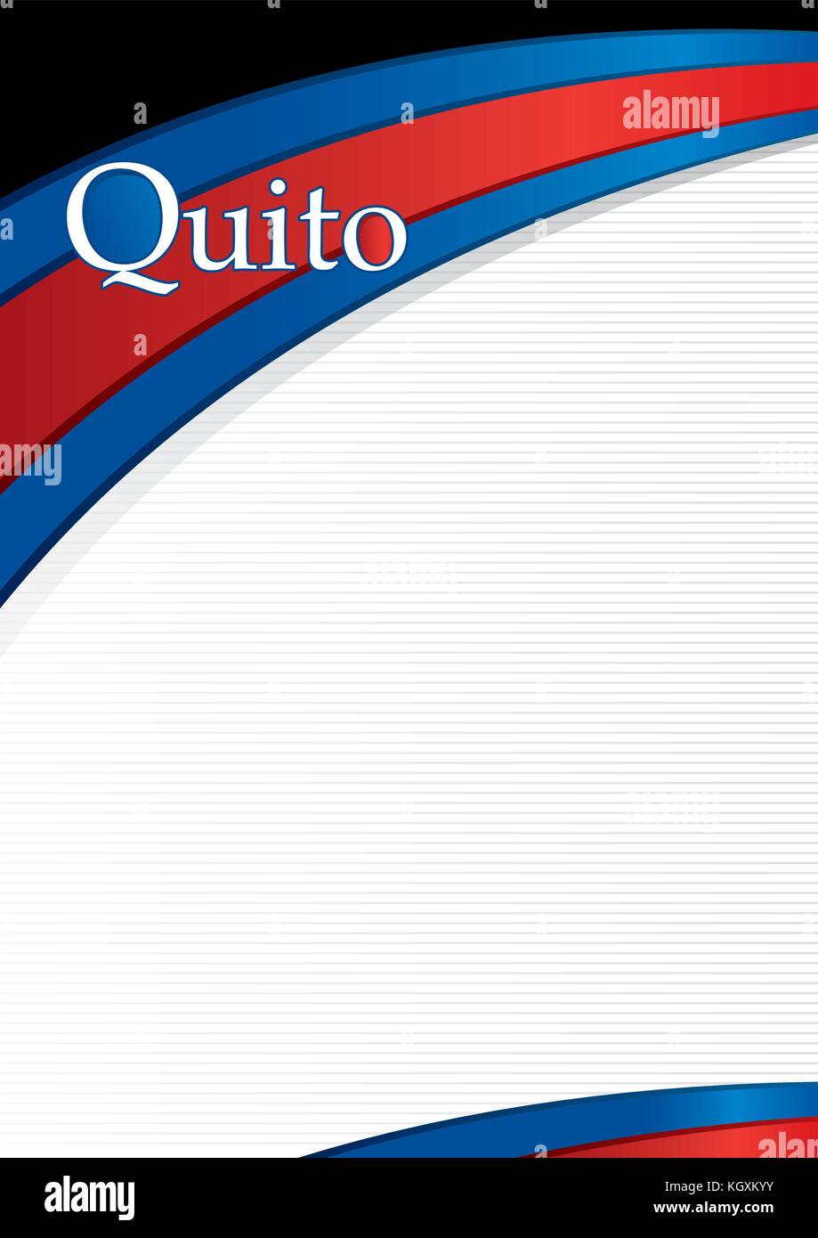 Design of the city of QUITO with blue and red flag. Quito is the ...