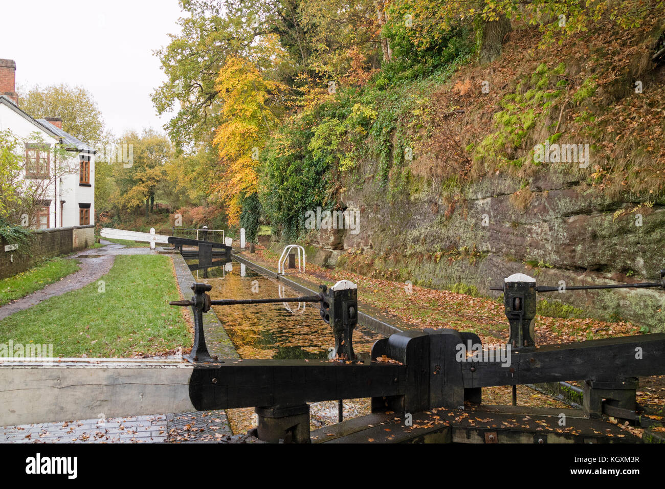 Staffs and Worcester Canal at Debdale Lock, Staffordshire, England, UK ...