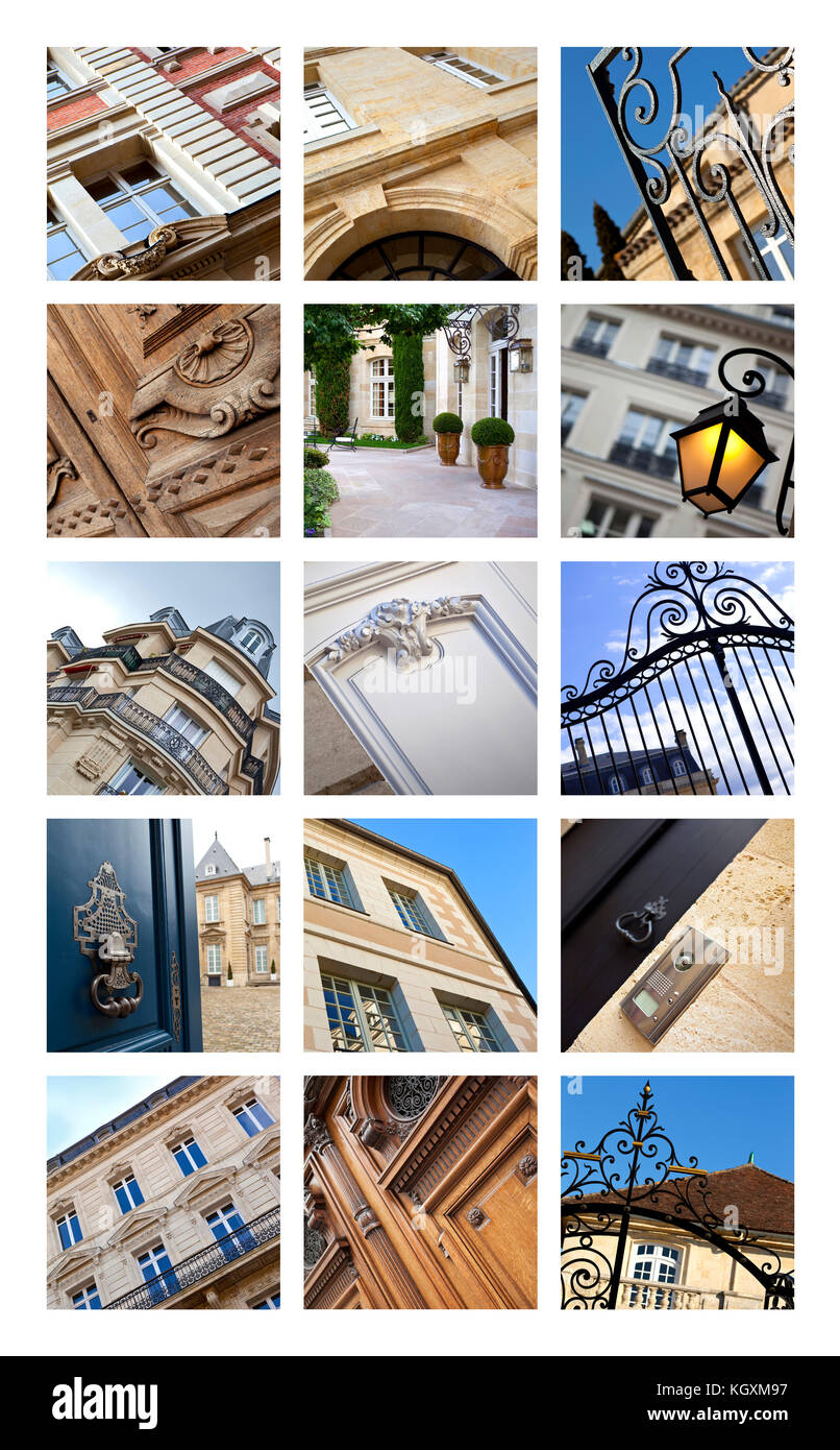 Buildings and houses on an architecture collage Stock Photo - Alamy