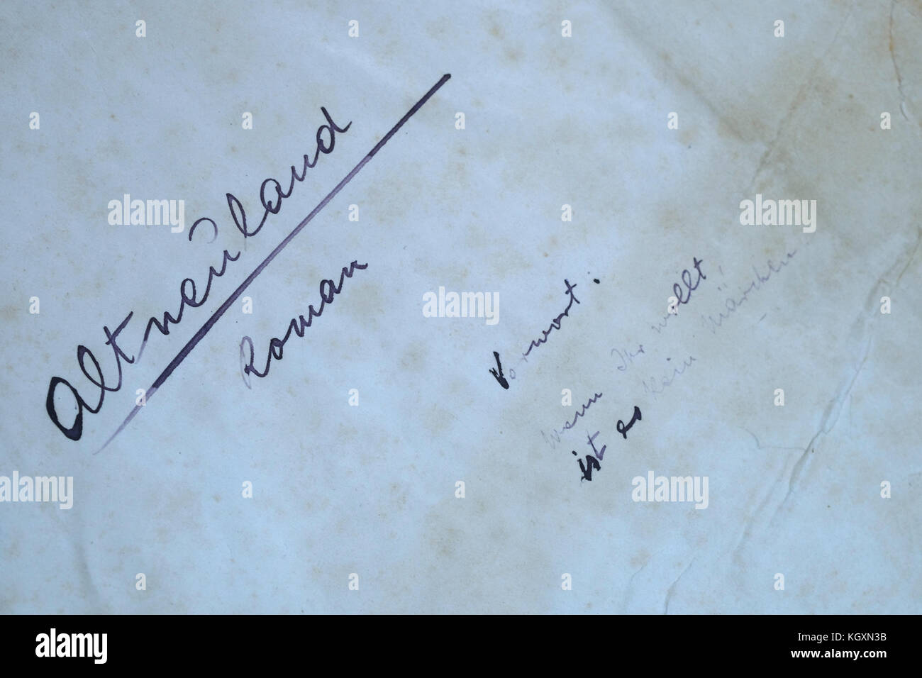 The cover of the original handwritten copy of The Old New Land (German ...
