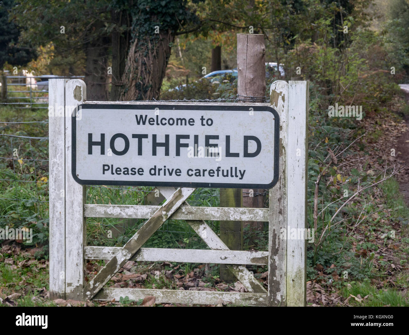 Hothfield, kent, village sign Stock Photo - Alamy