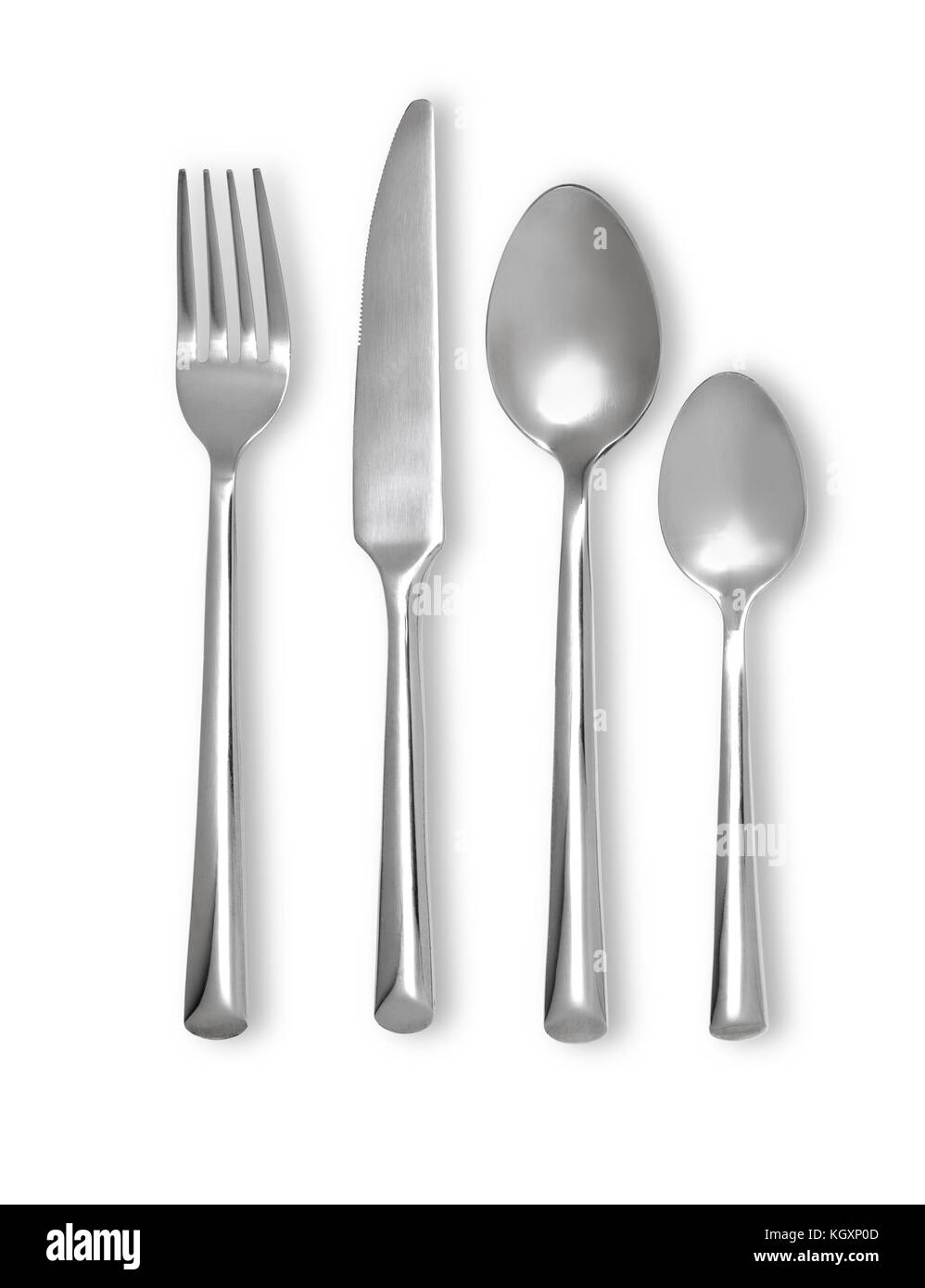 Cutlery set with Fork, Knife and Spoon on white background with ...