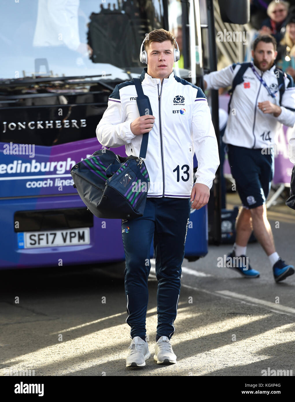 Scotland's Huw Jones arrives for the Autumn International at BT ...
