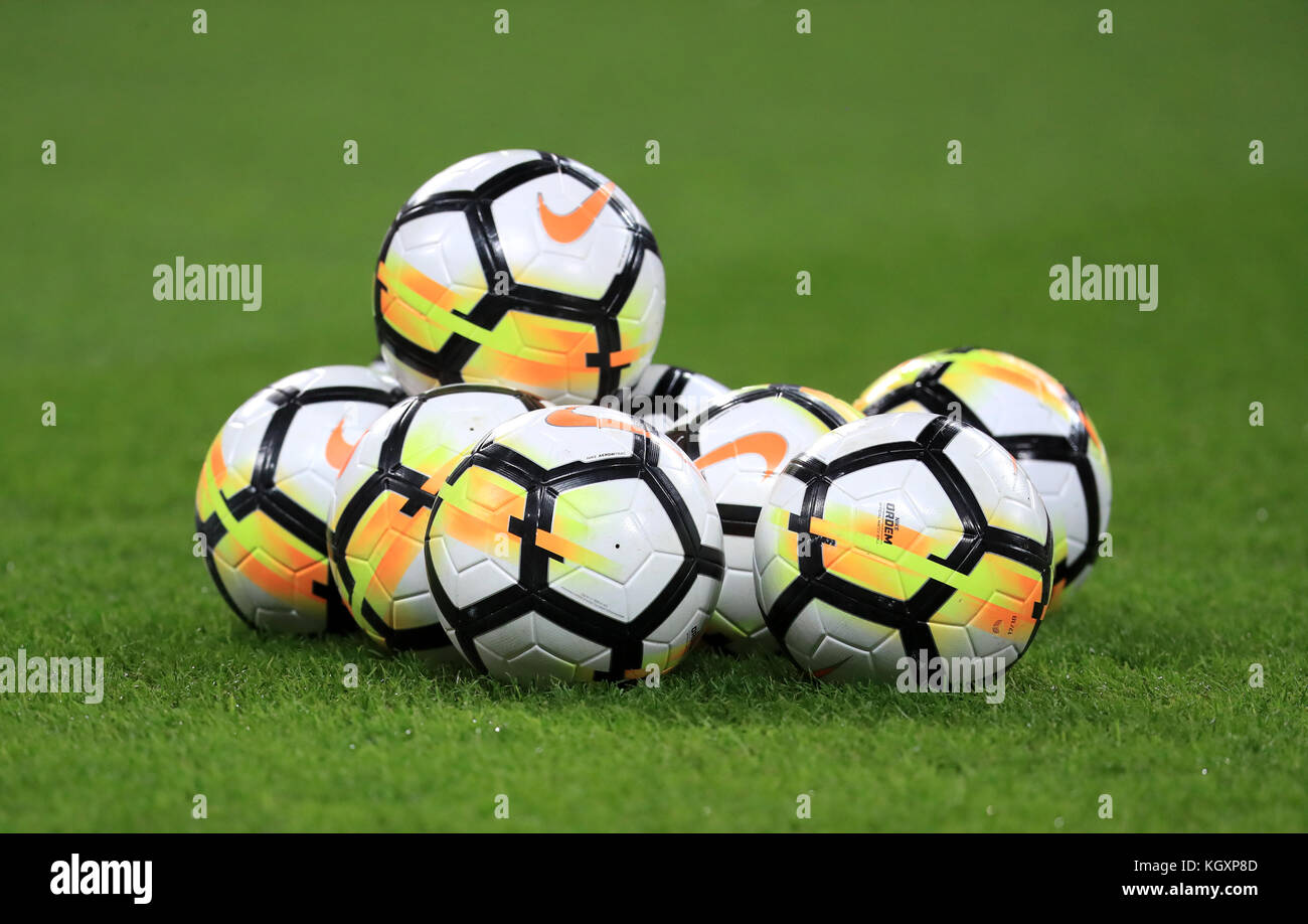 Nike branded footballs Stock Photo - Alamy
