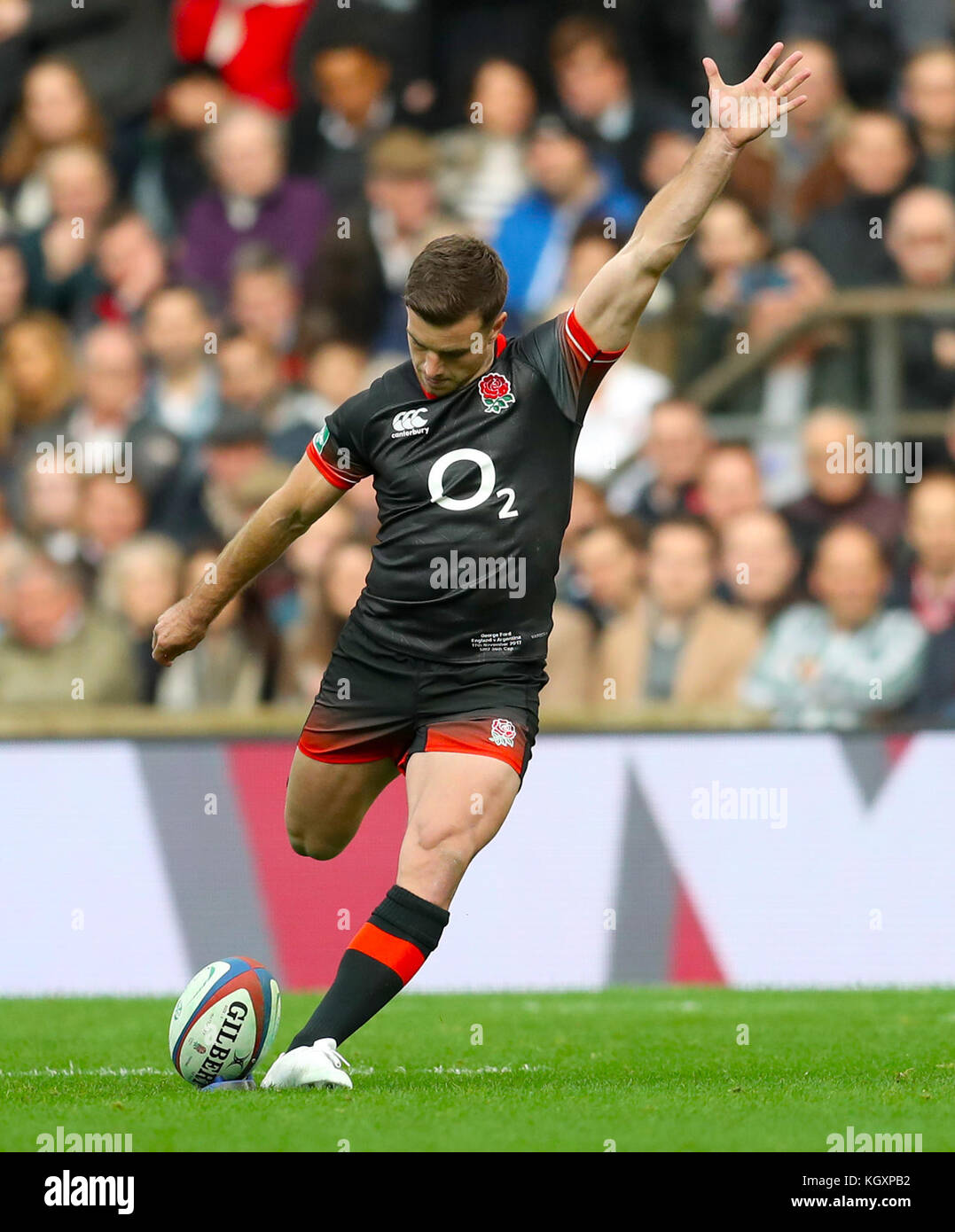 England's George Ford takes a penalty kick during the Autumn ...