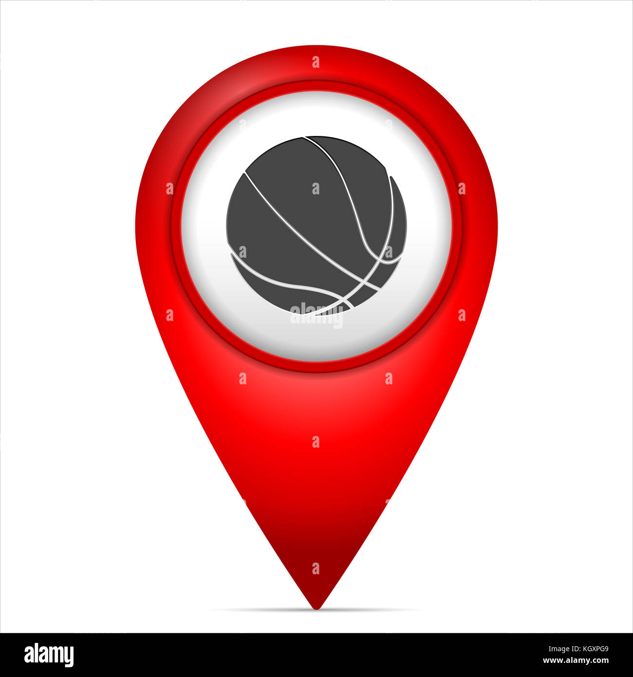 Map marker with basketball symbol on a white background Stock Photo - Alamy