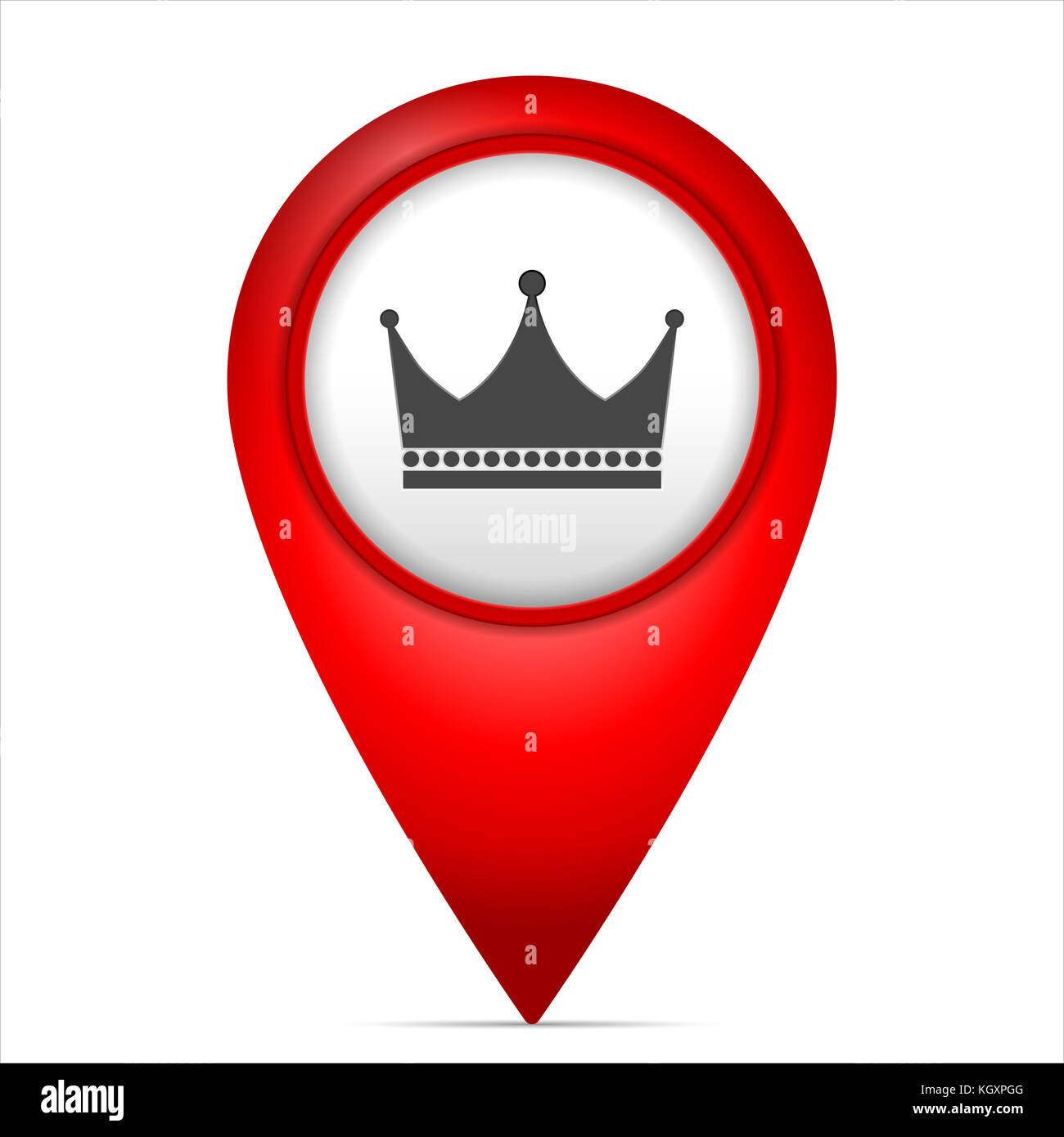 Map marker with crown symbol on a white background Stock Photo - Alamy