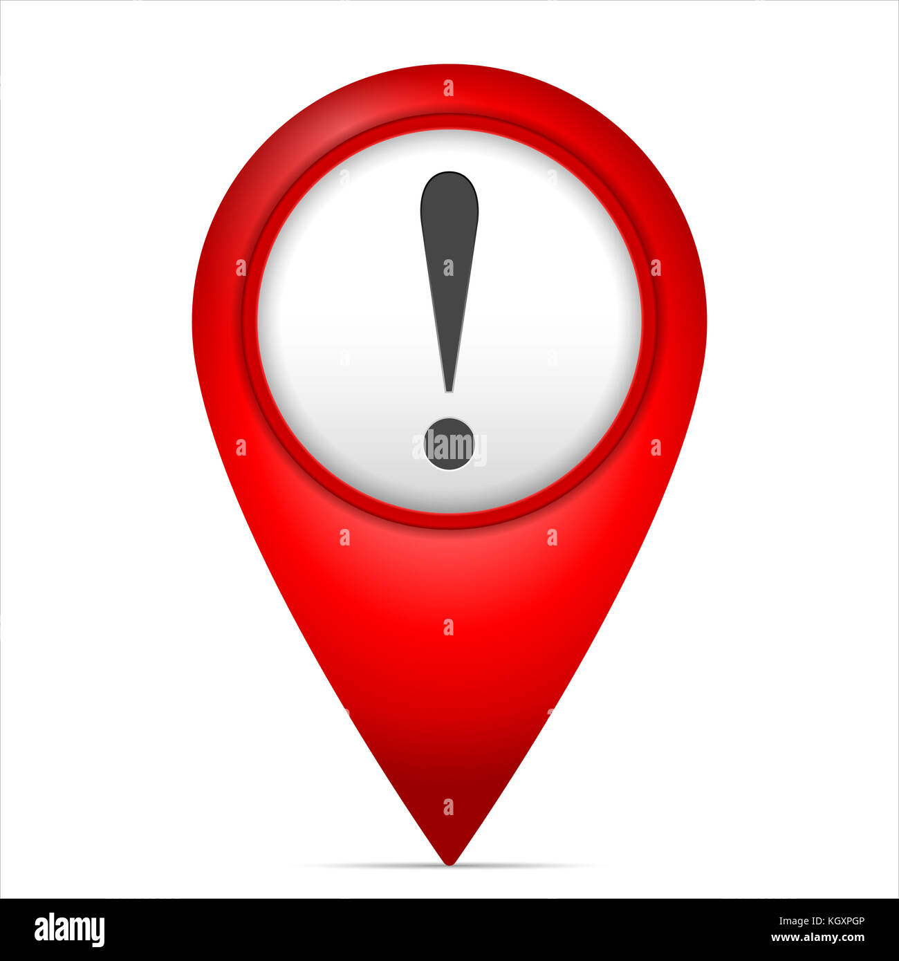 Map marker with exclamation symbol on a white background Stock Photo ...