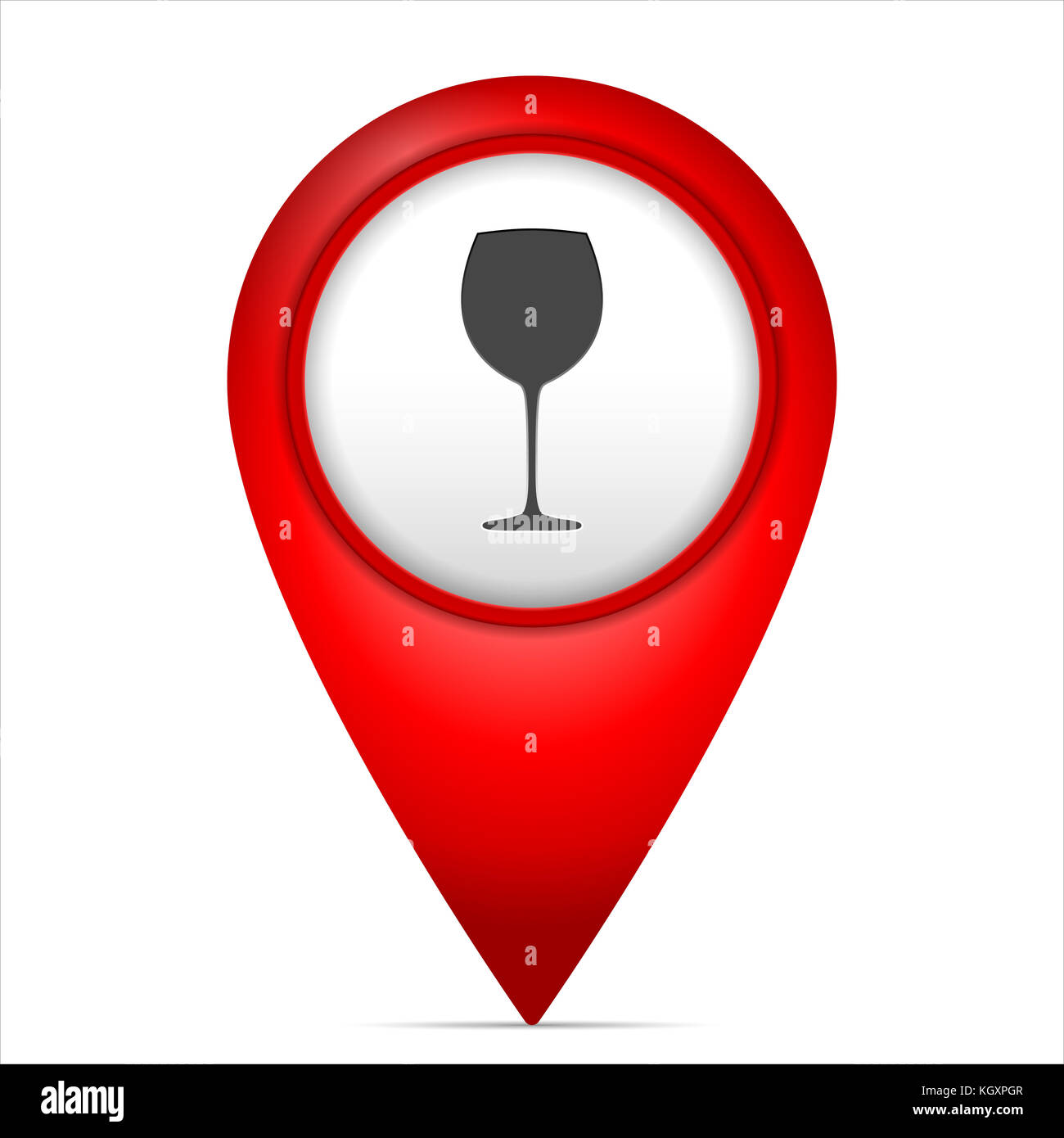 Map marker with glass symbol on a white background Stock Photo - Alamy