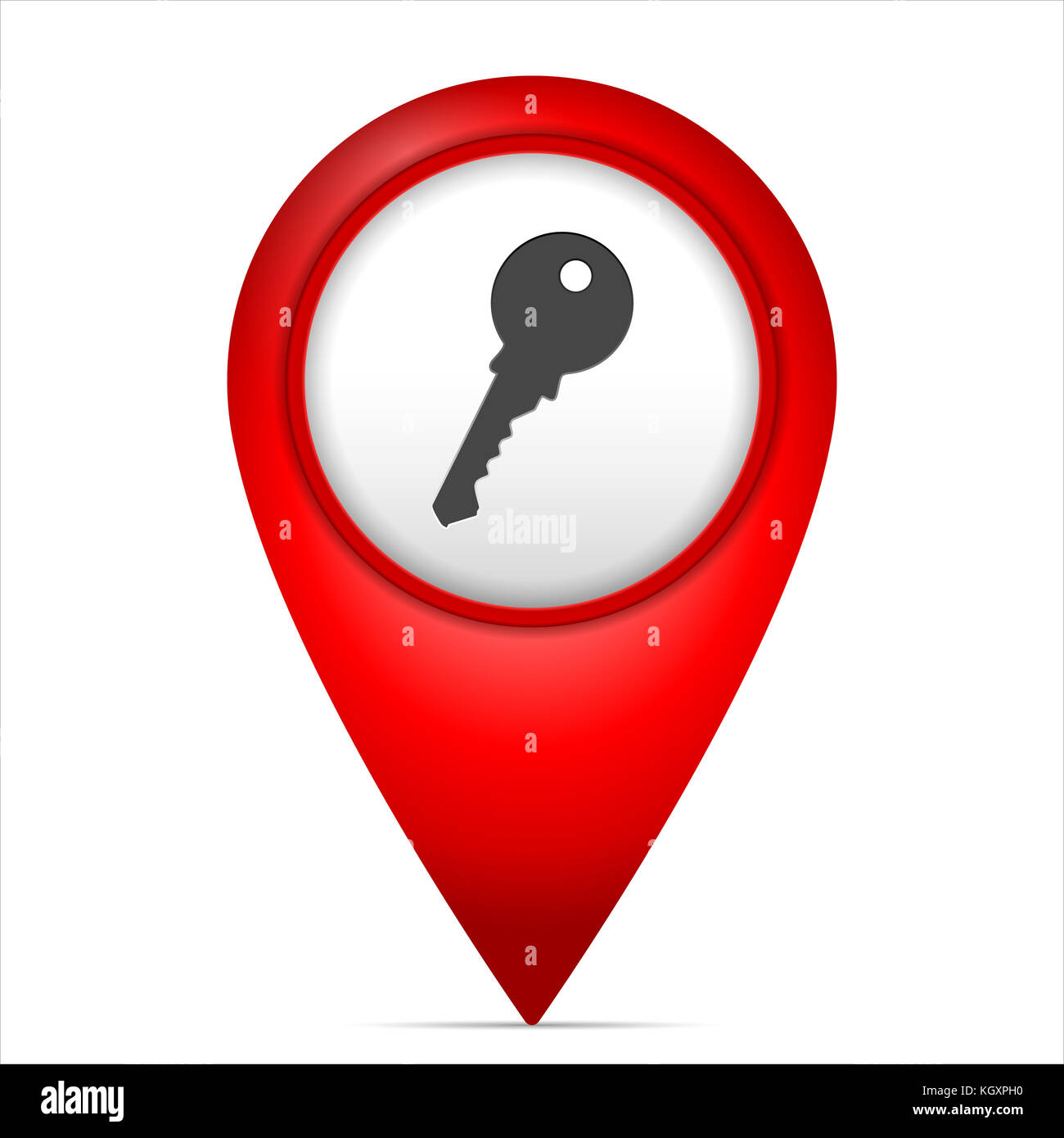 Map marker with key symbol on a white background Stock Photo - Alamy
