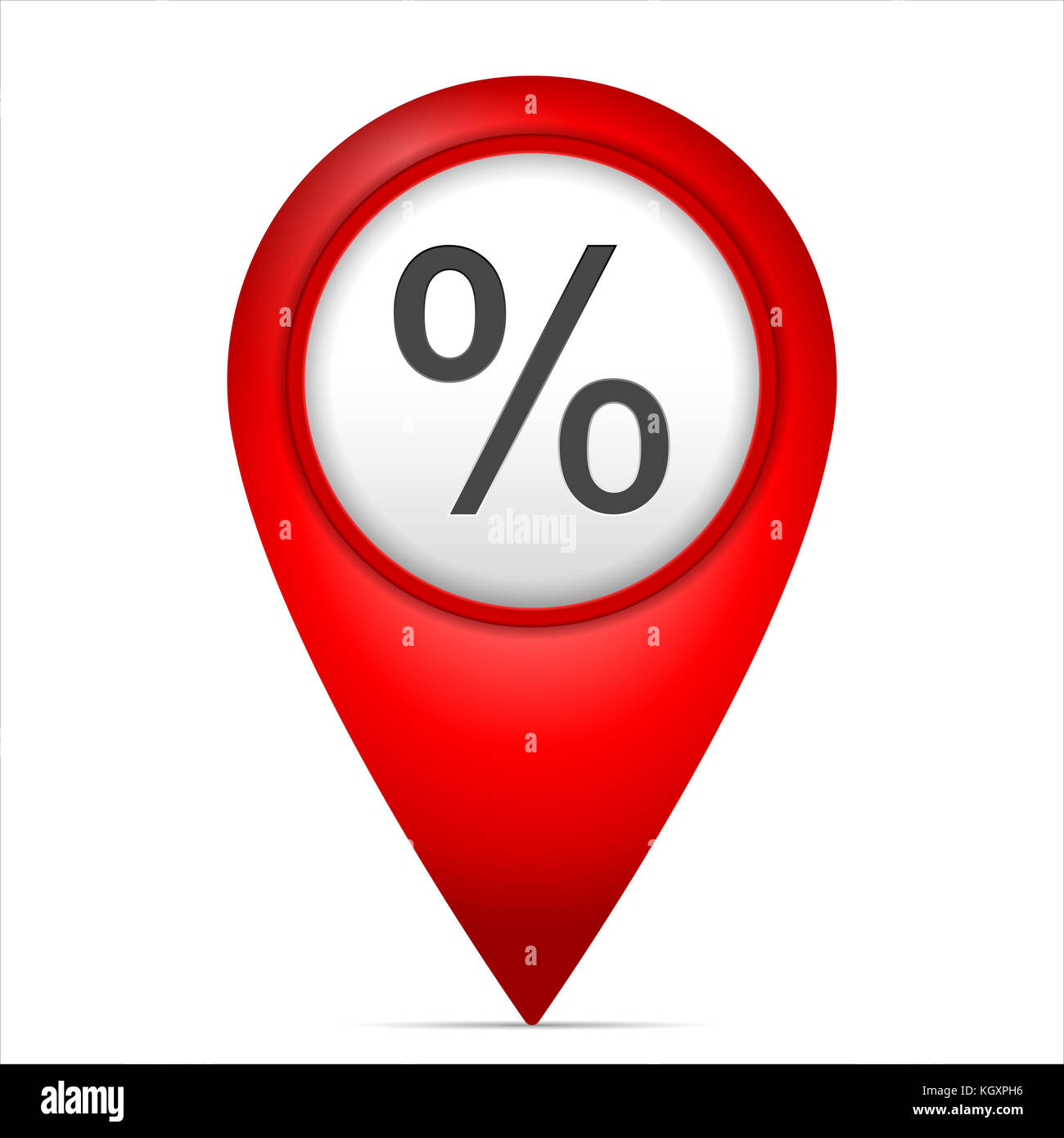 Map marker with percentage symbol on a white background Stock Photo - Alamy