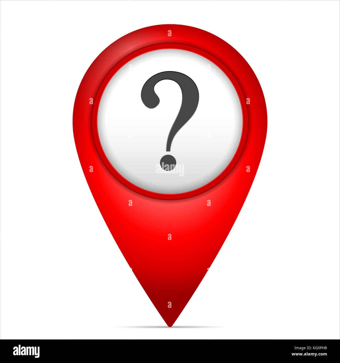 Map marker with question symbol on a white background Stock Photo - Alamy