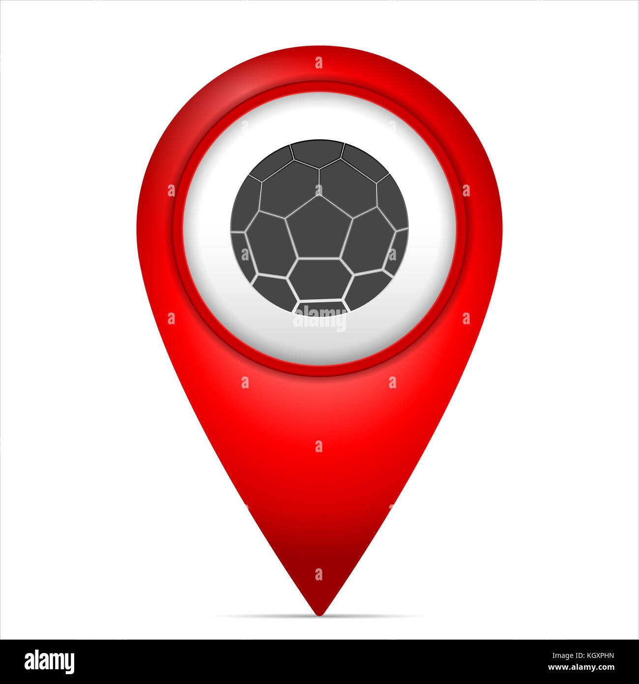 Map marker with soccer symbol on a white background Stock Photo - Alamy