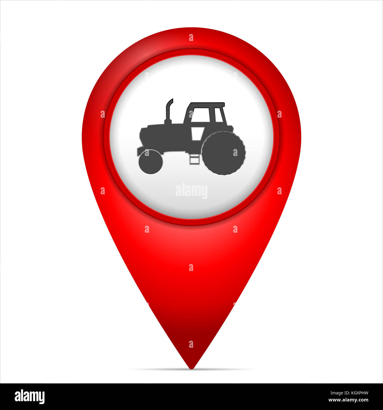Map marker with tractor symbol on a white background Stock Photo - Alamy