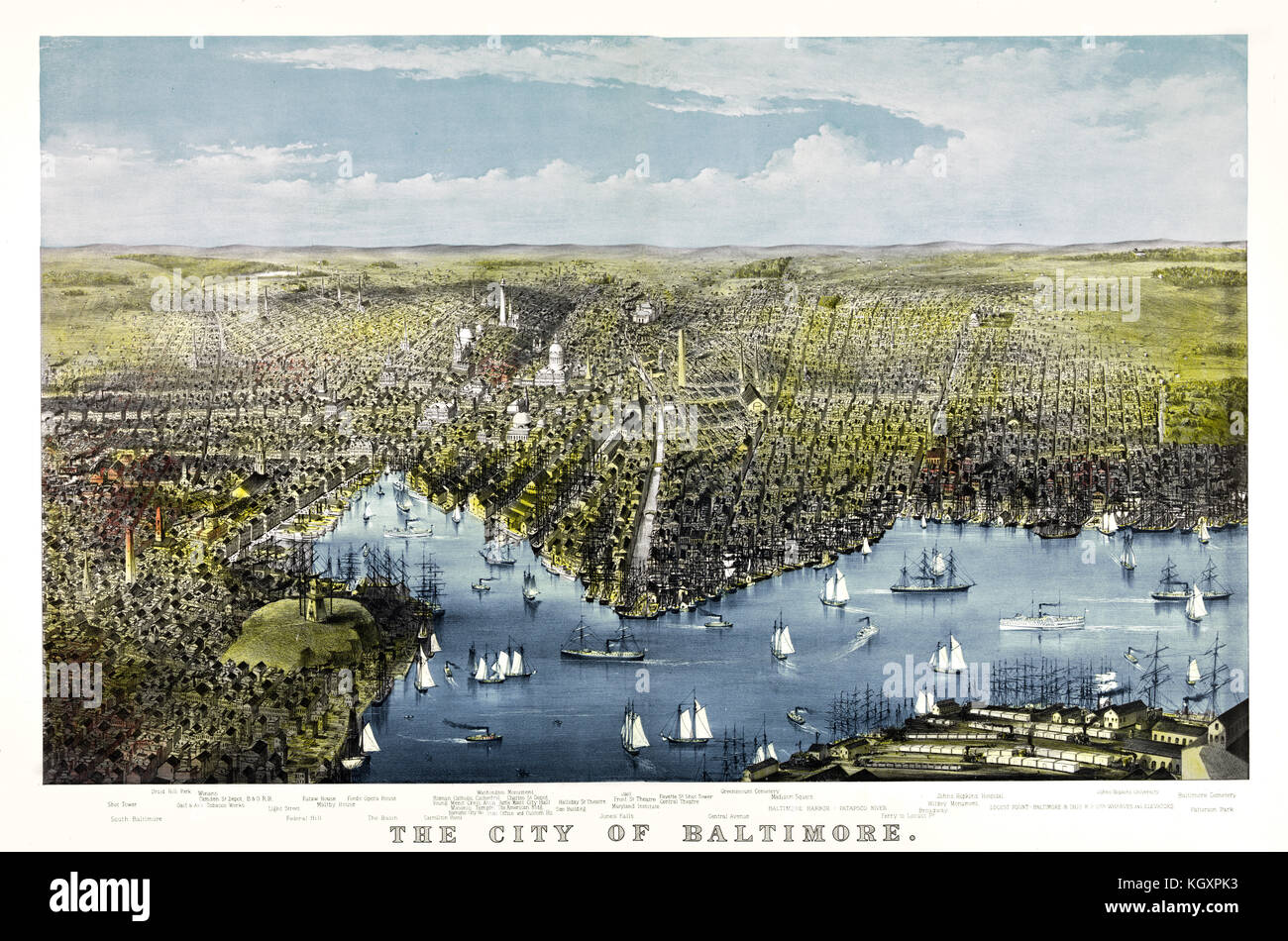 Old baltimore birds eye view hi-res stock photography and images - Alamy