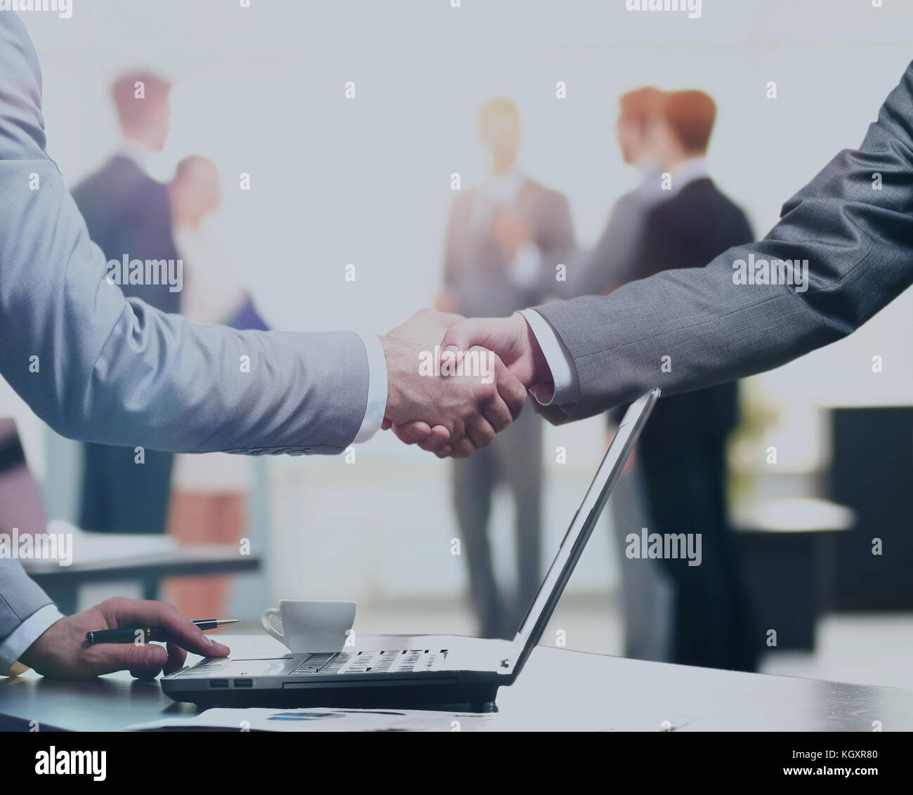Confident business handshake. Close-up view of a handshake. business ...