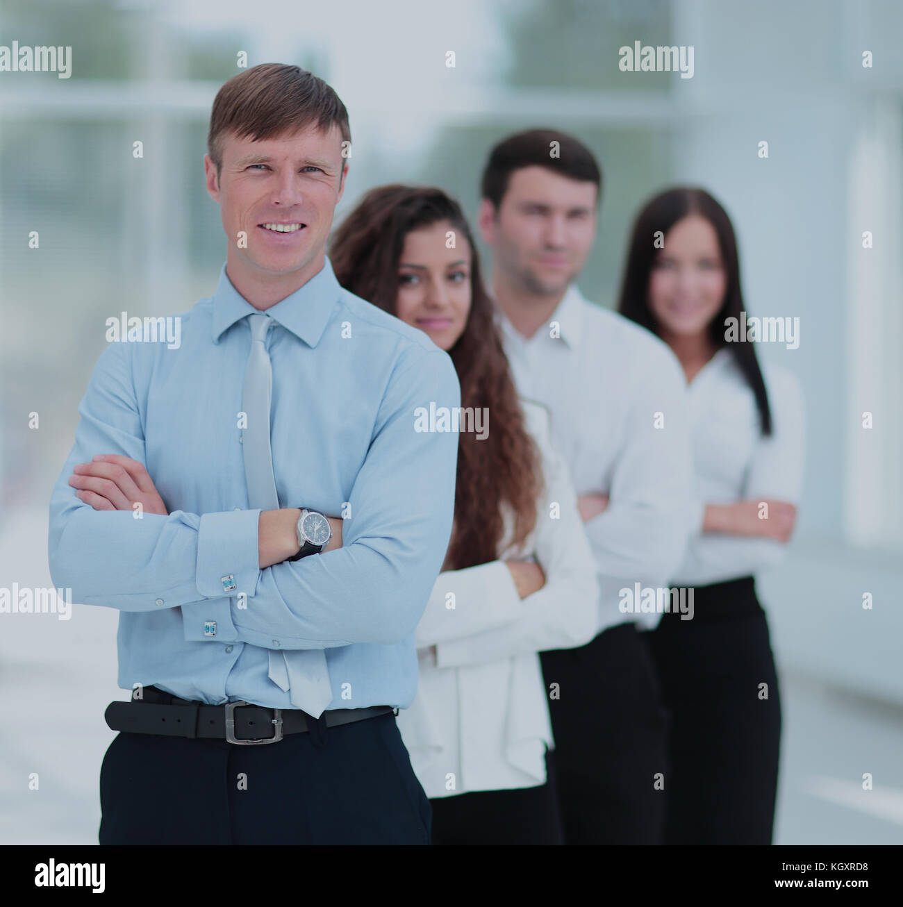 concept of team work.the leader of the business team and colleag Stock ...