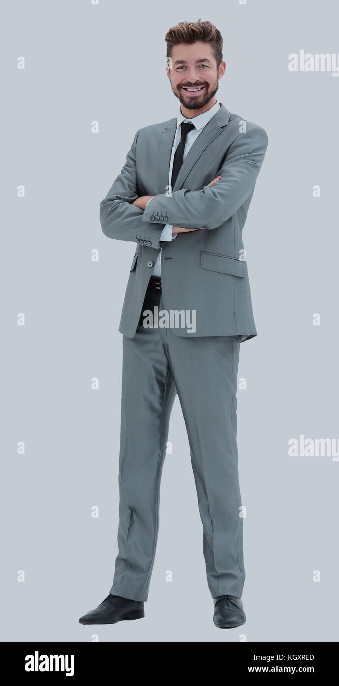 portrait of happy smiling business man, isolated on white background ...