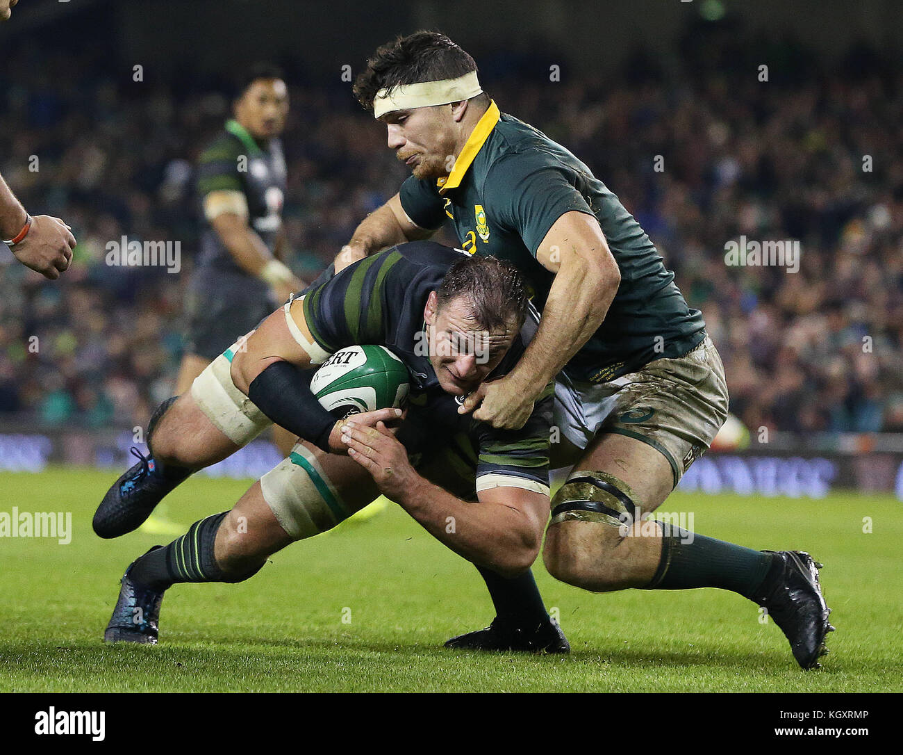 Ireland's Rhys Ruddock on his way to scoring a try during the Autumn ...