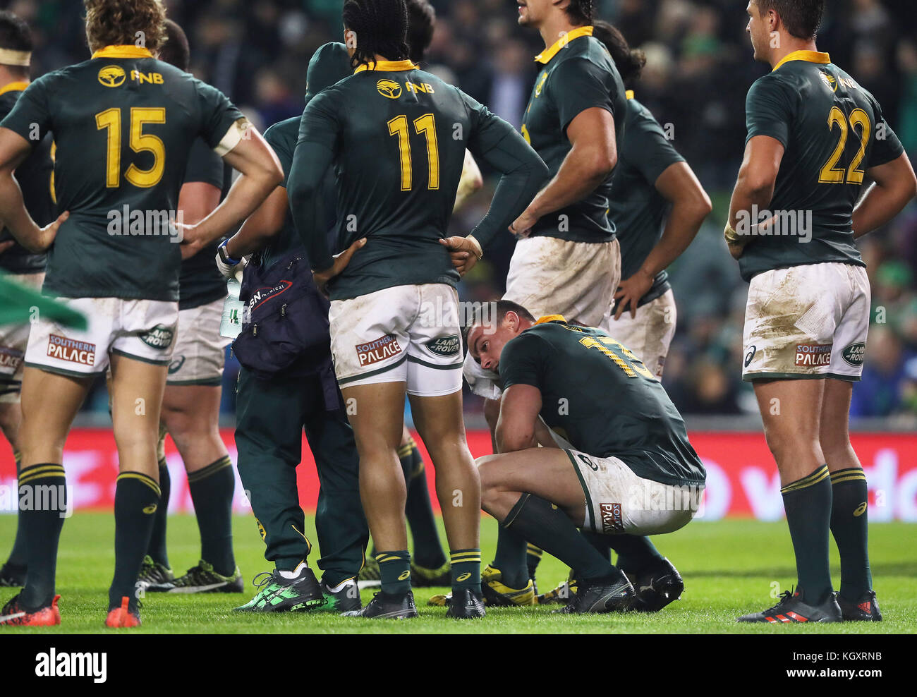 South Africa's Jesse Kriel reacts after an Ireland try during the ...