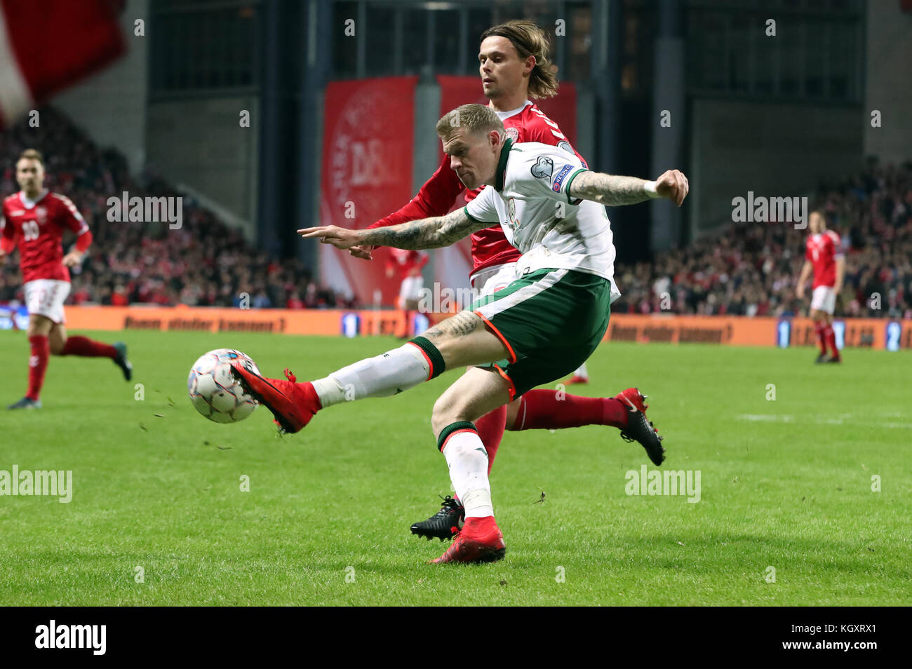 Republic of Ireland's James McClean and Denmark's Peter Ankersen during ...