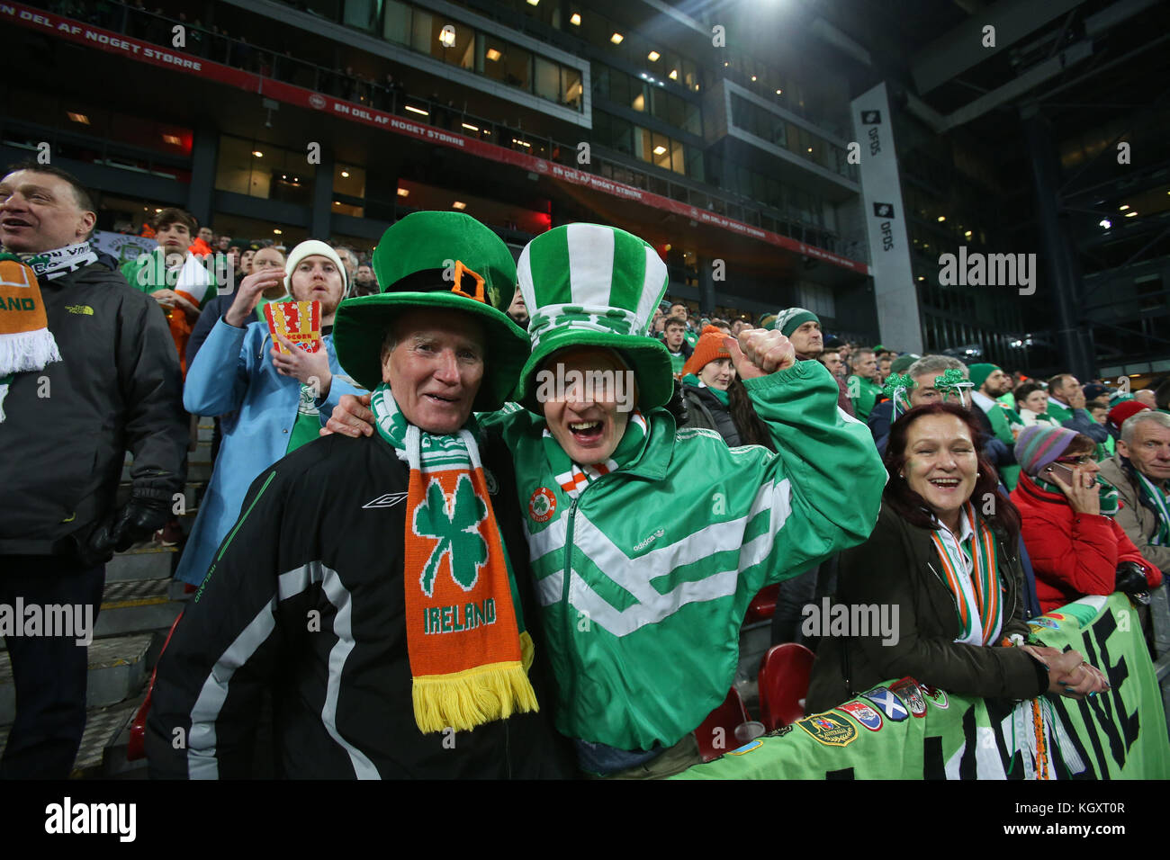 Republic of Ireland fans inside Telia Parken Stadium, Copenhagen ...