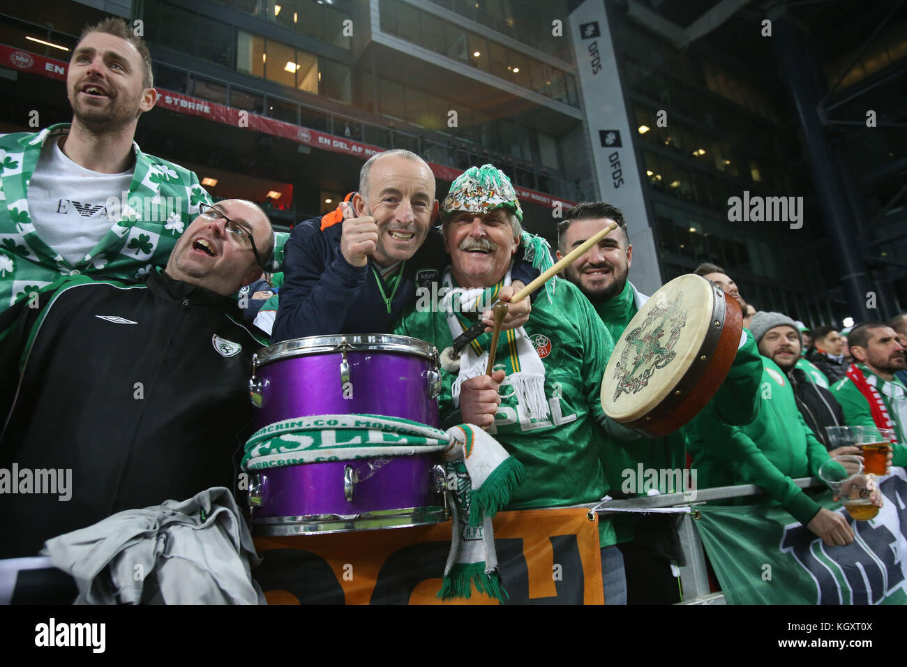 Republic of Ireland fans inside Telia Parken Stadium, Copenhagen ...