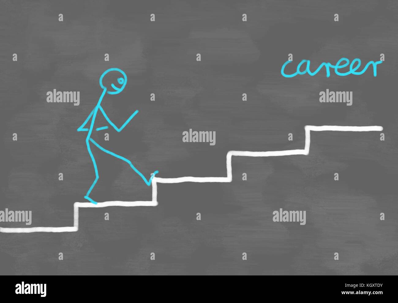 Stick Figure Going Ahead Step by Step Stock Photo - Alamy