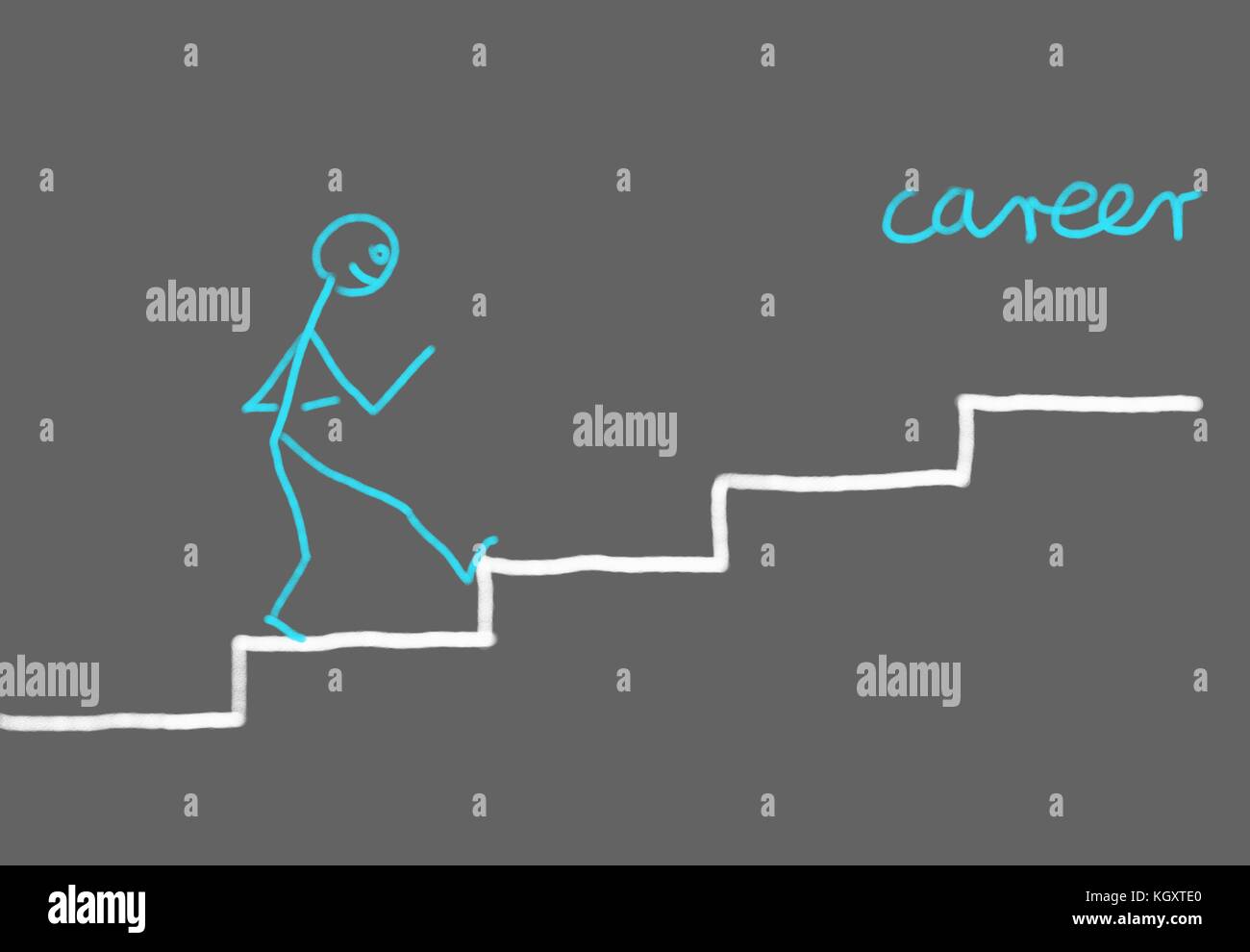 Stick Figure Going Ahead Step by Step Stock Photo - Alamy