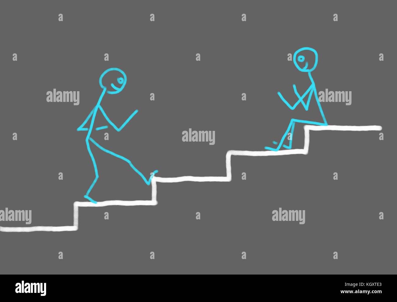 Stick Figure Going Ahead Step by Step Stock Photo - Alamy