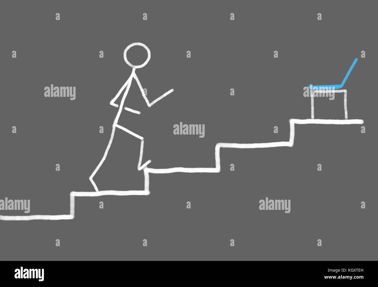 Stick Figure Going Ahead Step by Step Stock Photo - Alamy