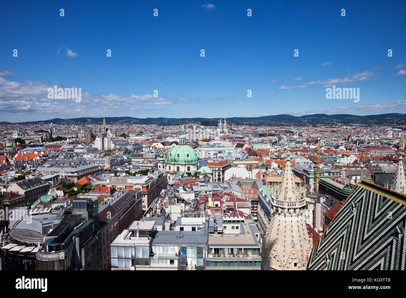Vienna capital city cityscape in Austria, view from above over historic ...