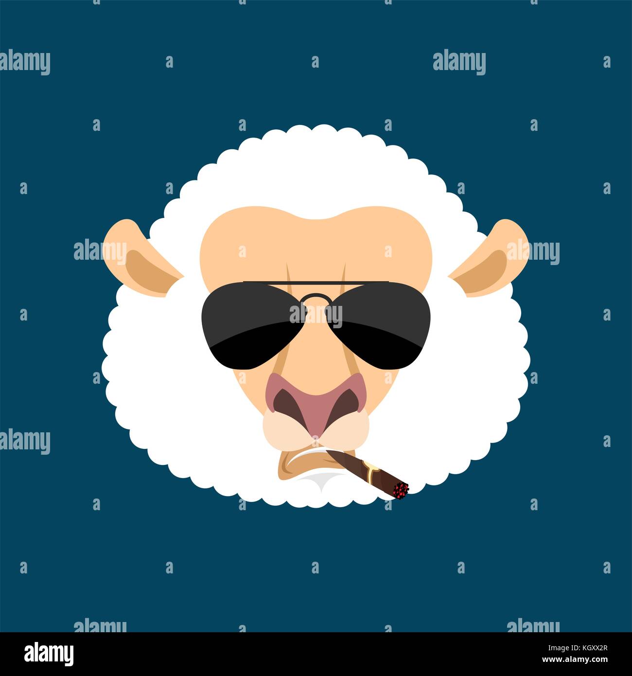 Cool Sheep serious avatar of emotions. Ewe smoking cigar emoji. Farm ...