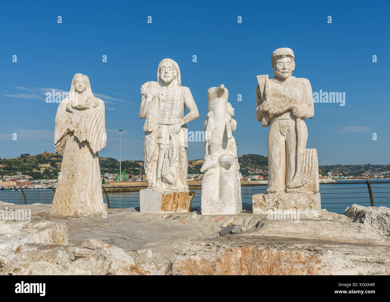SAN BENEDETTO DEL TRONTO, ITALY - AUGUST 25, 2017: Statue on the south ...