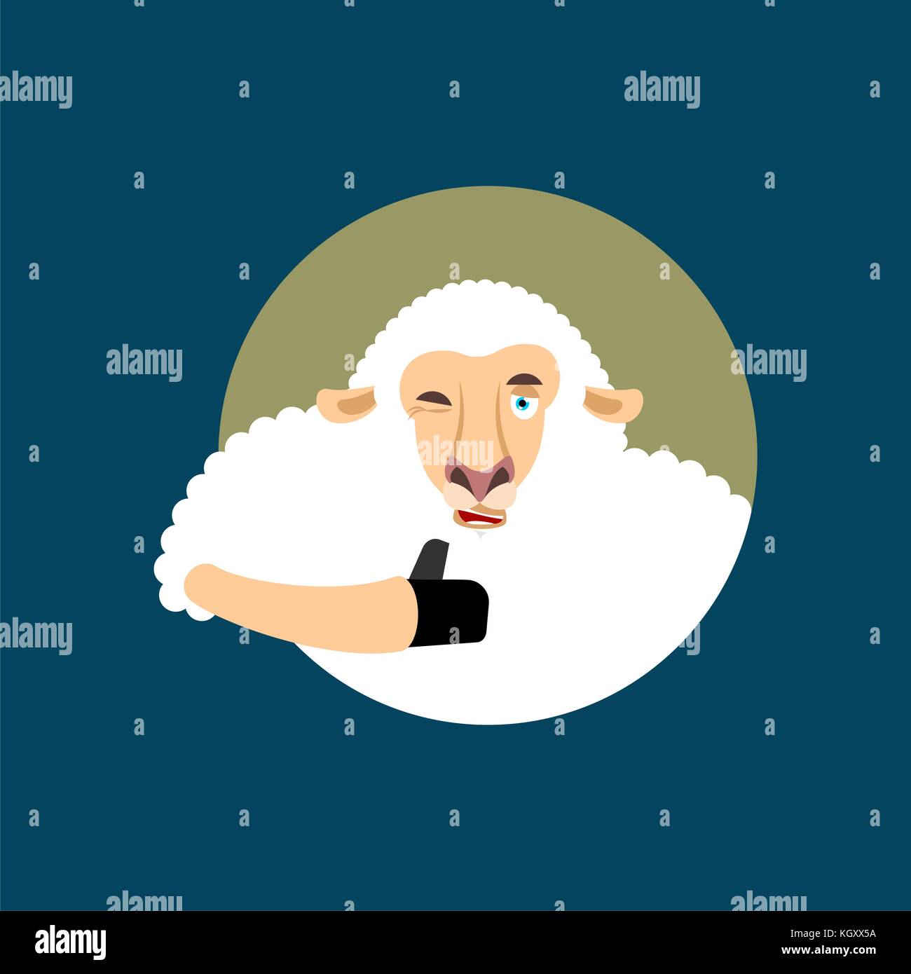 Sheep thumbs up and winks emoji. Ewe happy emoji. Farm animal. Vector ...