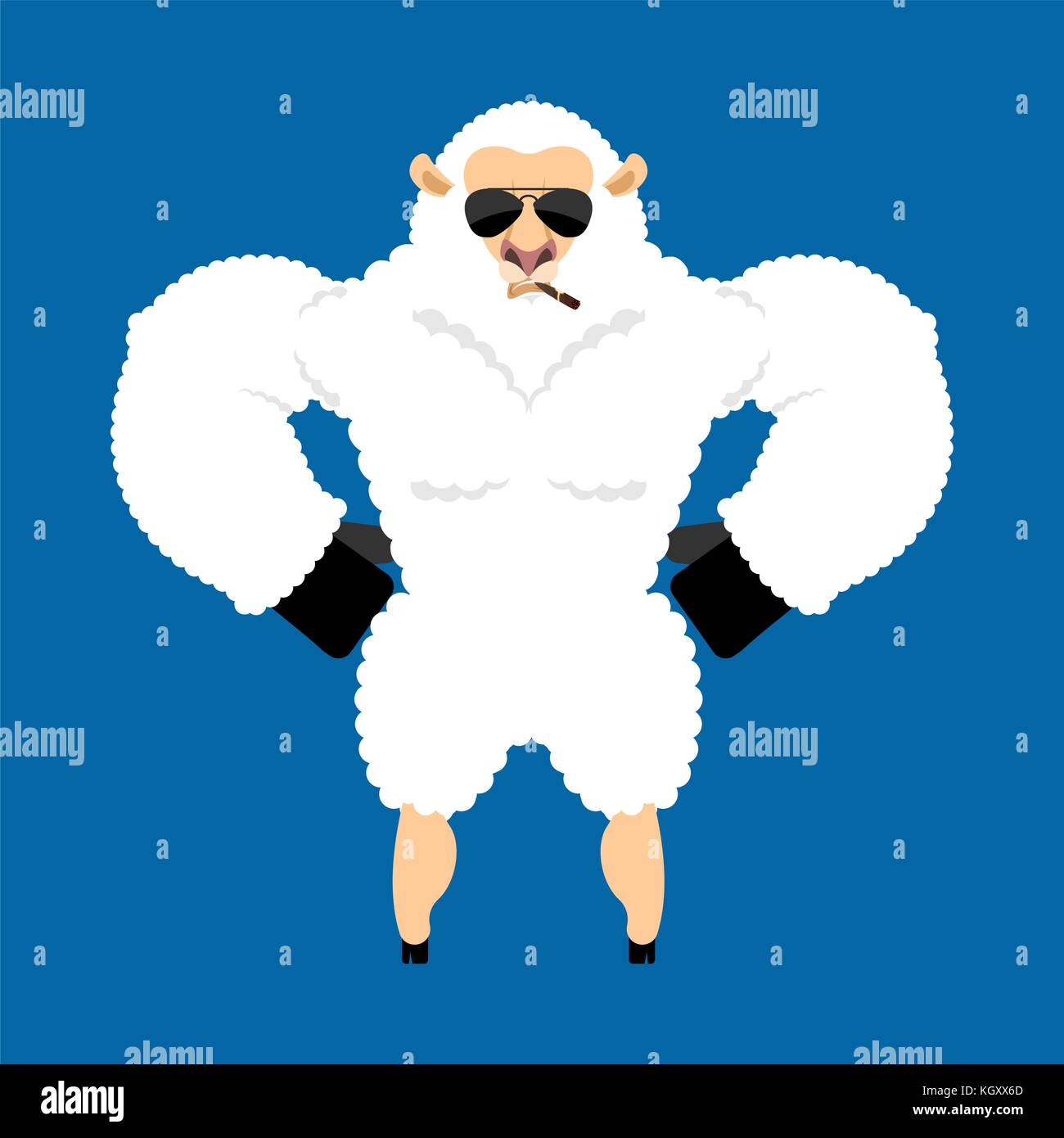 Sheep Strong Cool serious. Ewe smoking cigar emoji. Farm animal strict ...