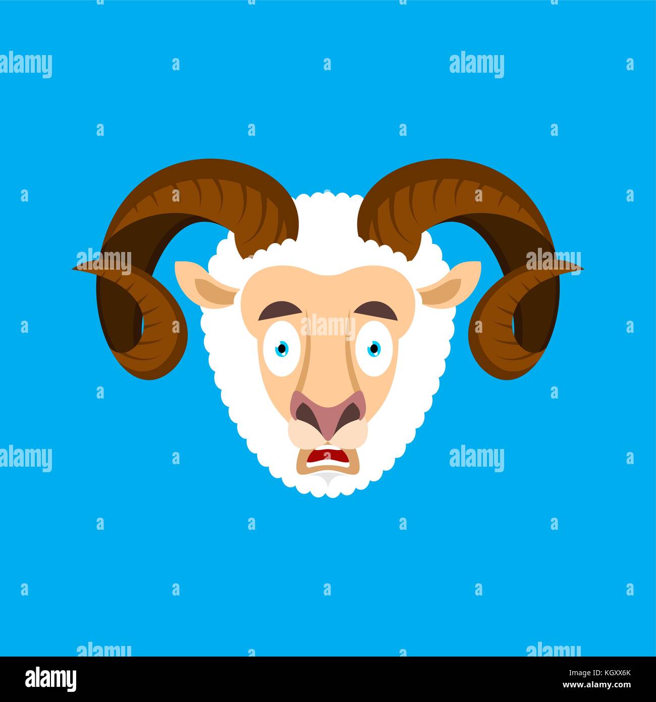Ram OMG scared face avatar. sheep Oh my God emoji. Frightened Farm ...