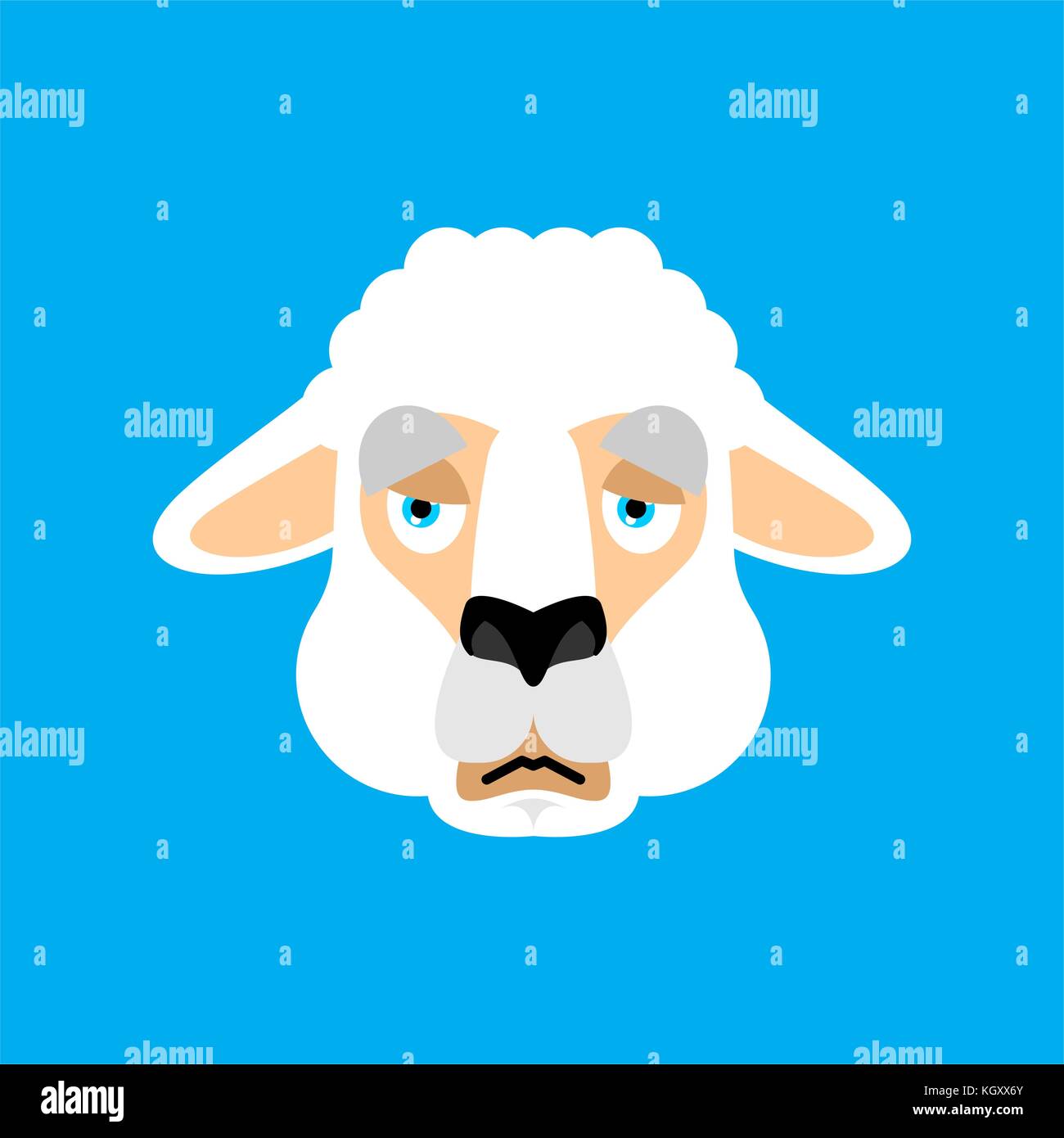 Lama Alpaca sad face avatar. Animal sorrowful emoji. Vector ...