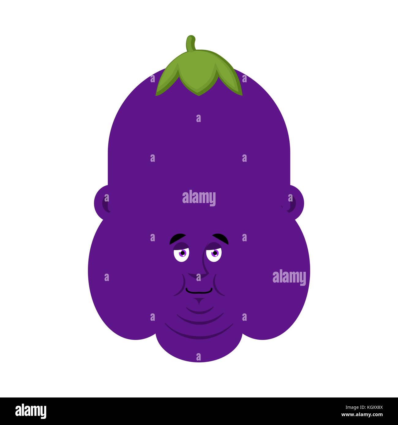 Fat Eggplant face avatar. Purple guy head. Vector illustration Stock ...