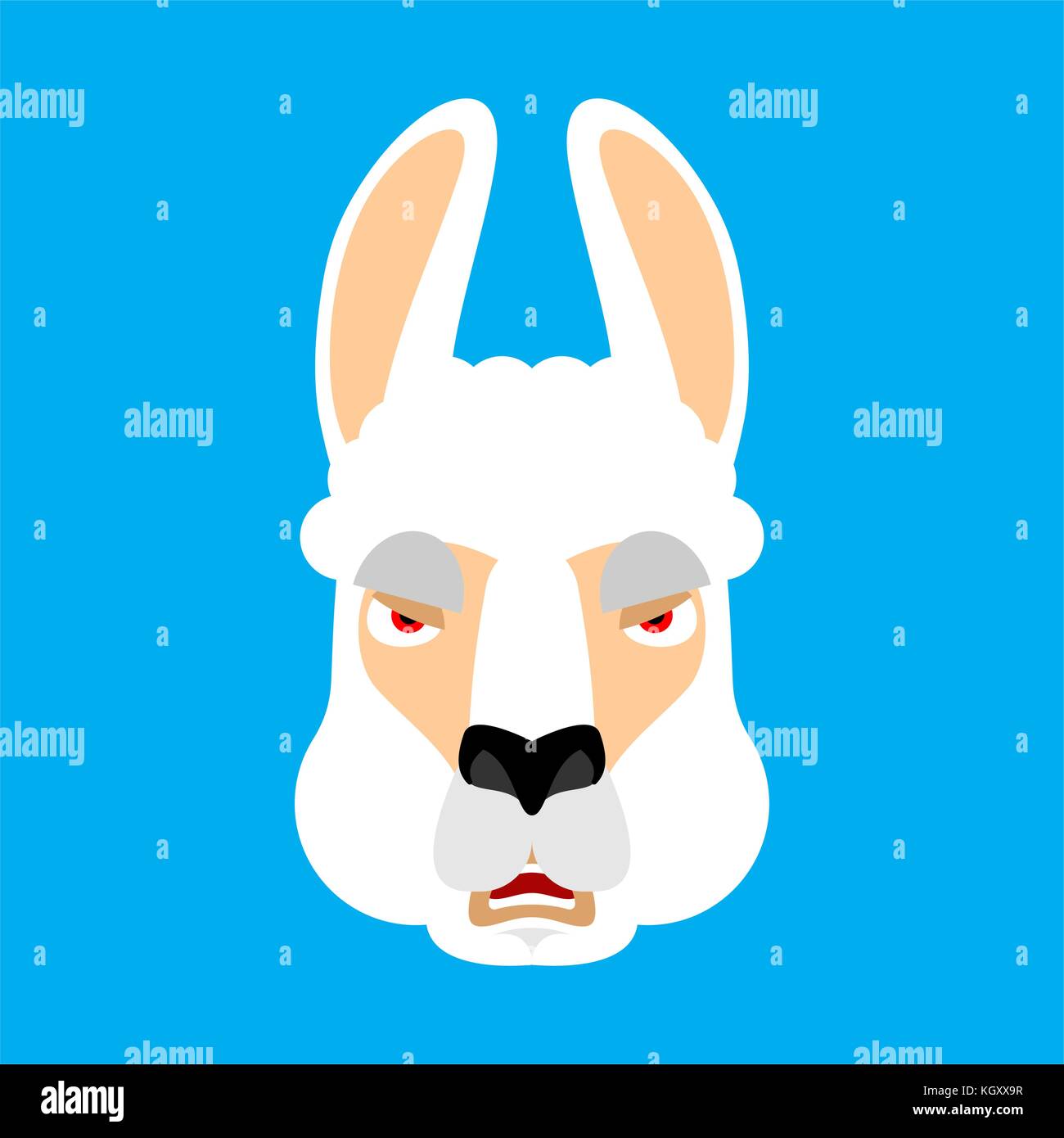 Lama Alpaca angry face avatar. Animal evil emoji. Vector illustration ...